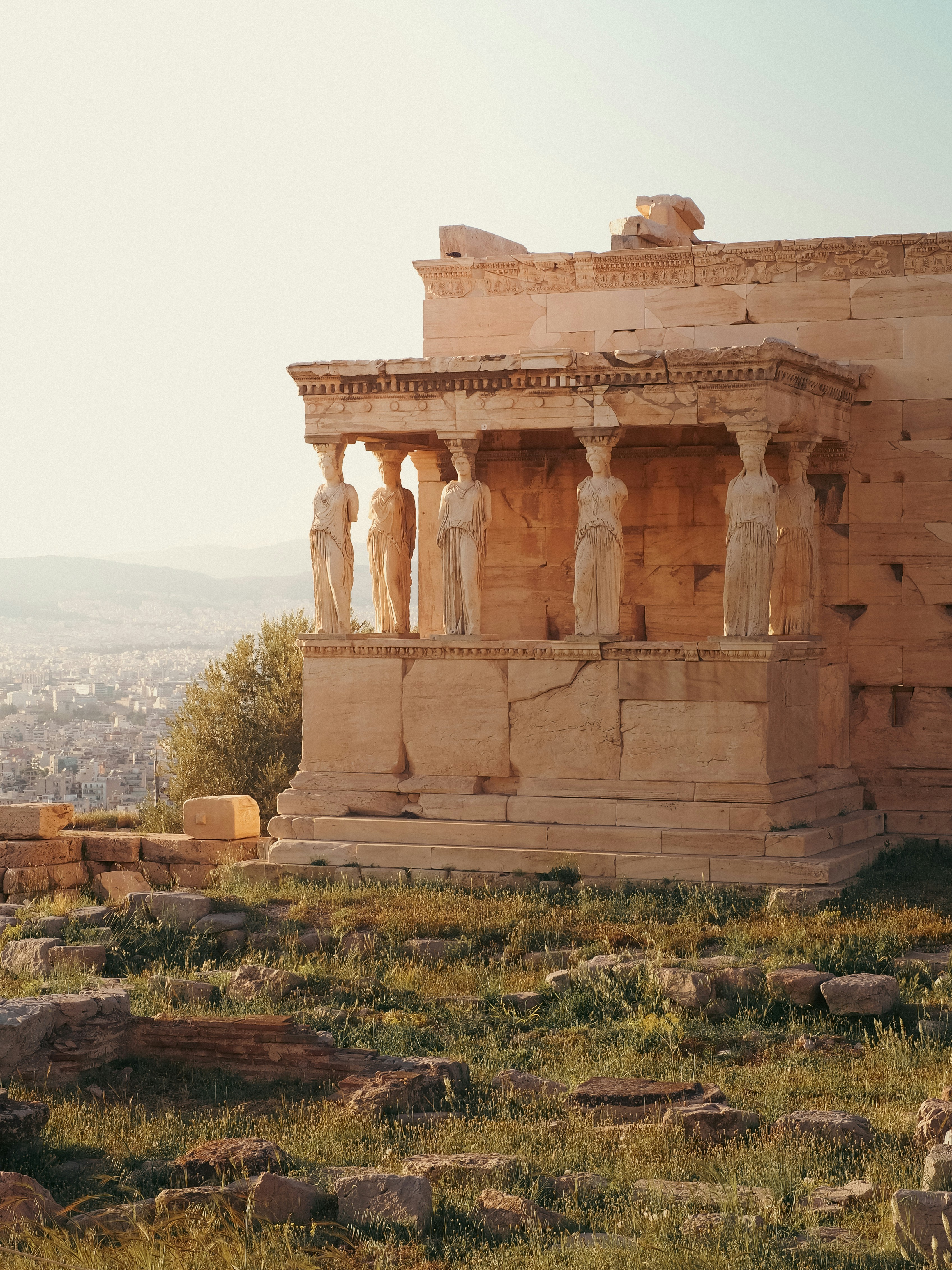 Stone Frieze Overlooking a Sunlit Valley