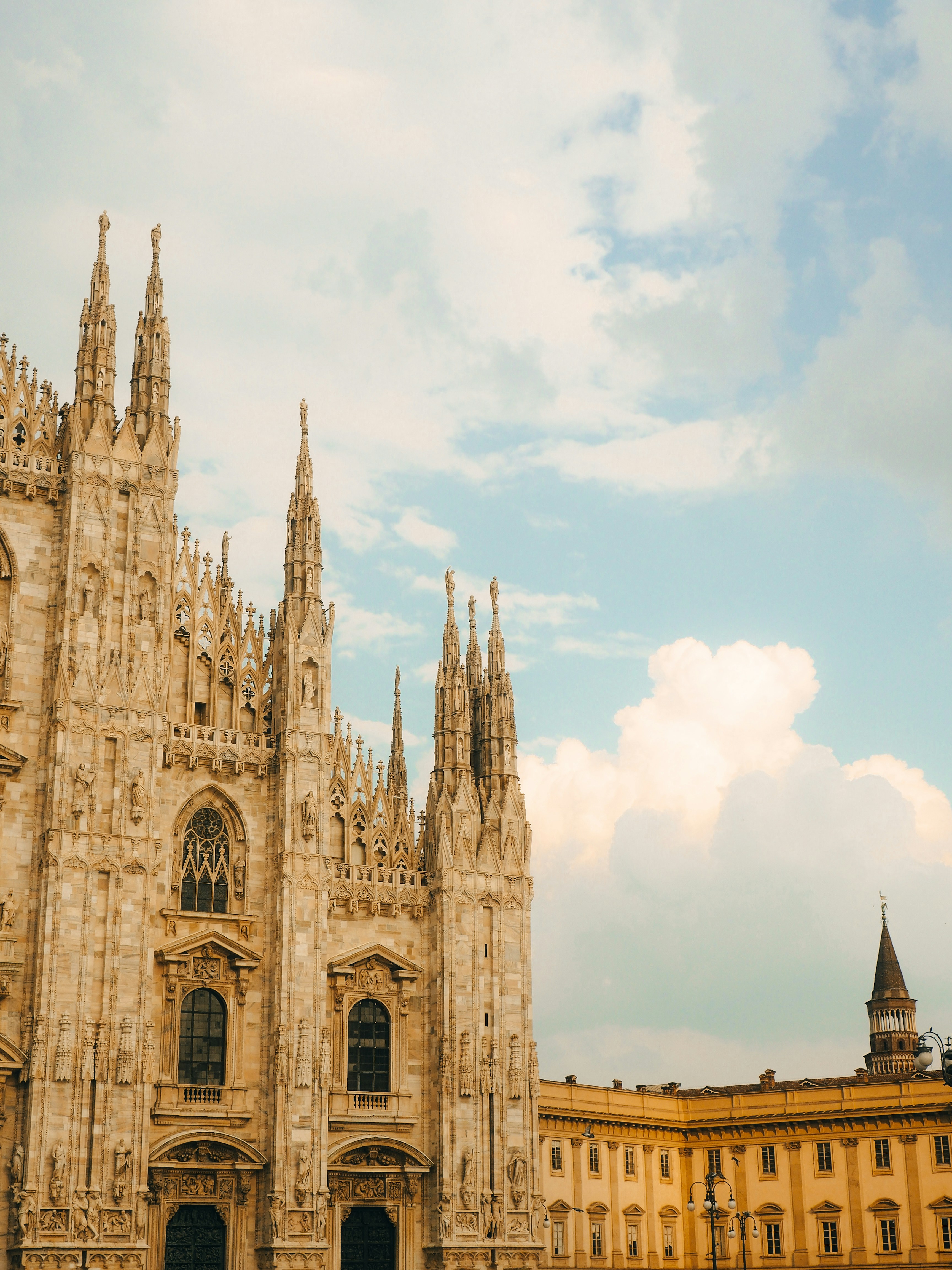 Gothic Facade against a Saffron Sky