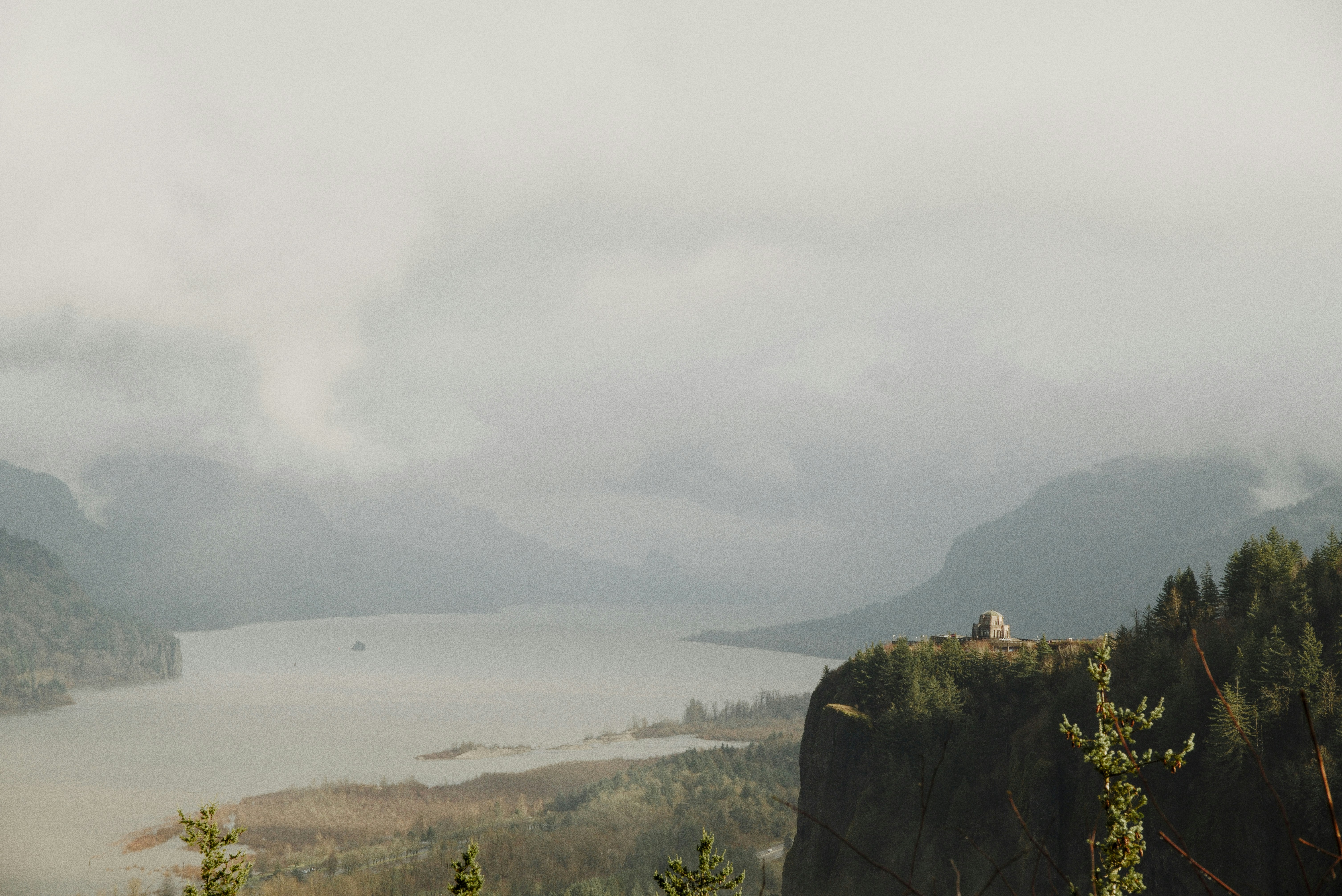 Mist over the Fjord: A Quiet Witness from the Cliff
