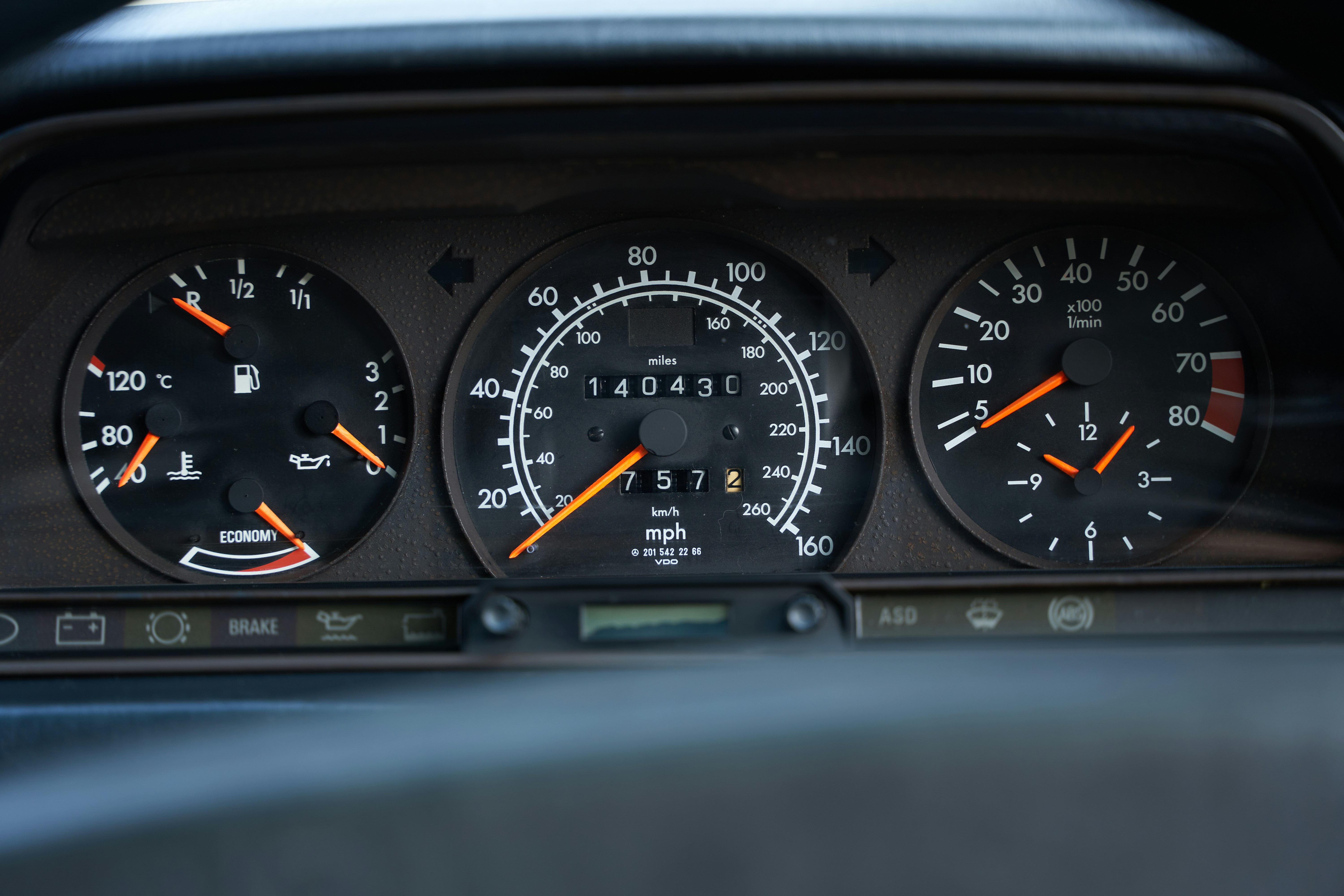 Old Car Dashboard: Analog Gauges and Dimming Dashlights