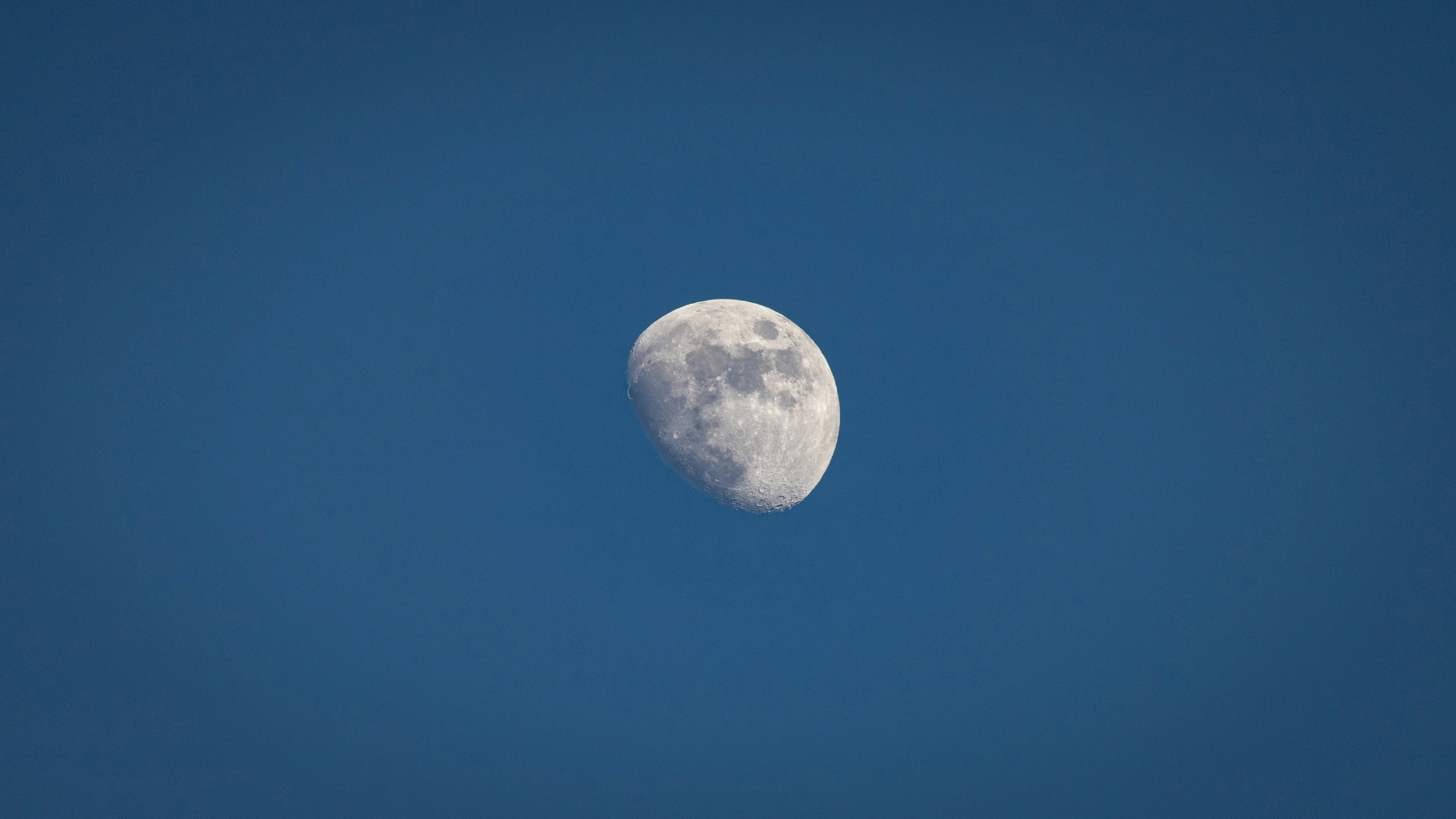 Lone Moon against a Quiet Cobalt Sky