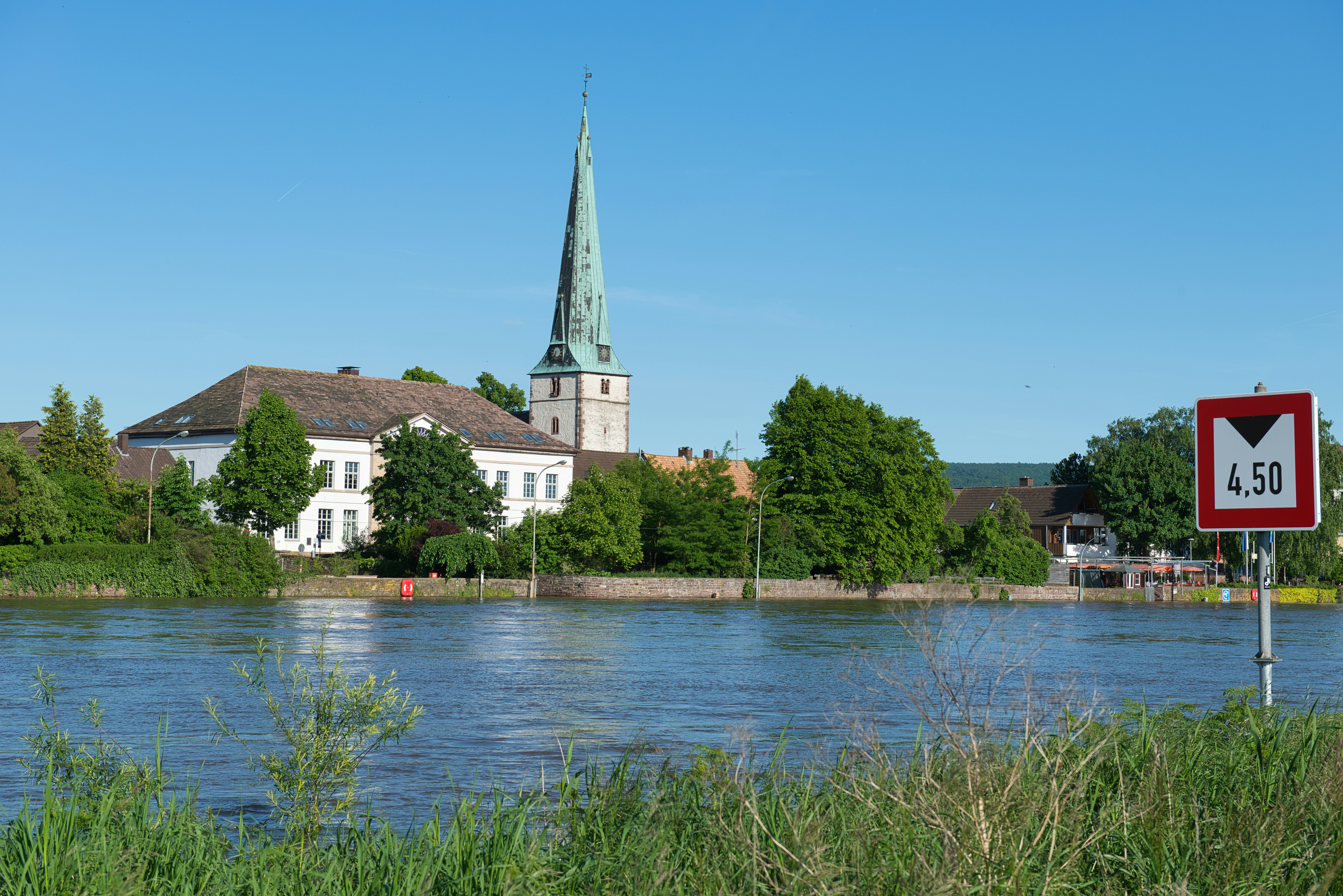 Spire Over the River: A Quiet Town Vista