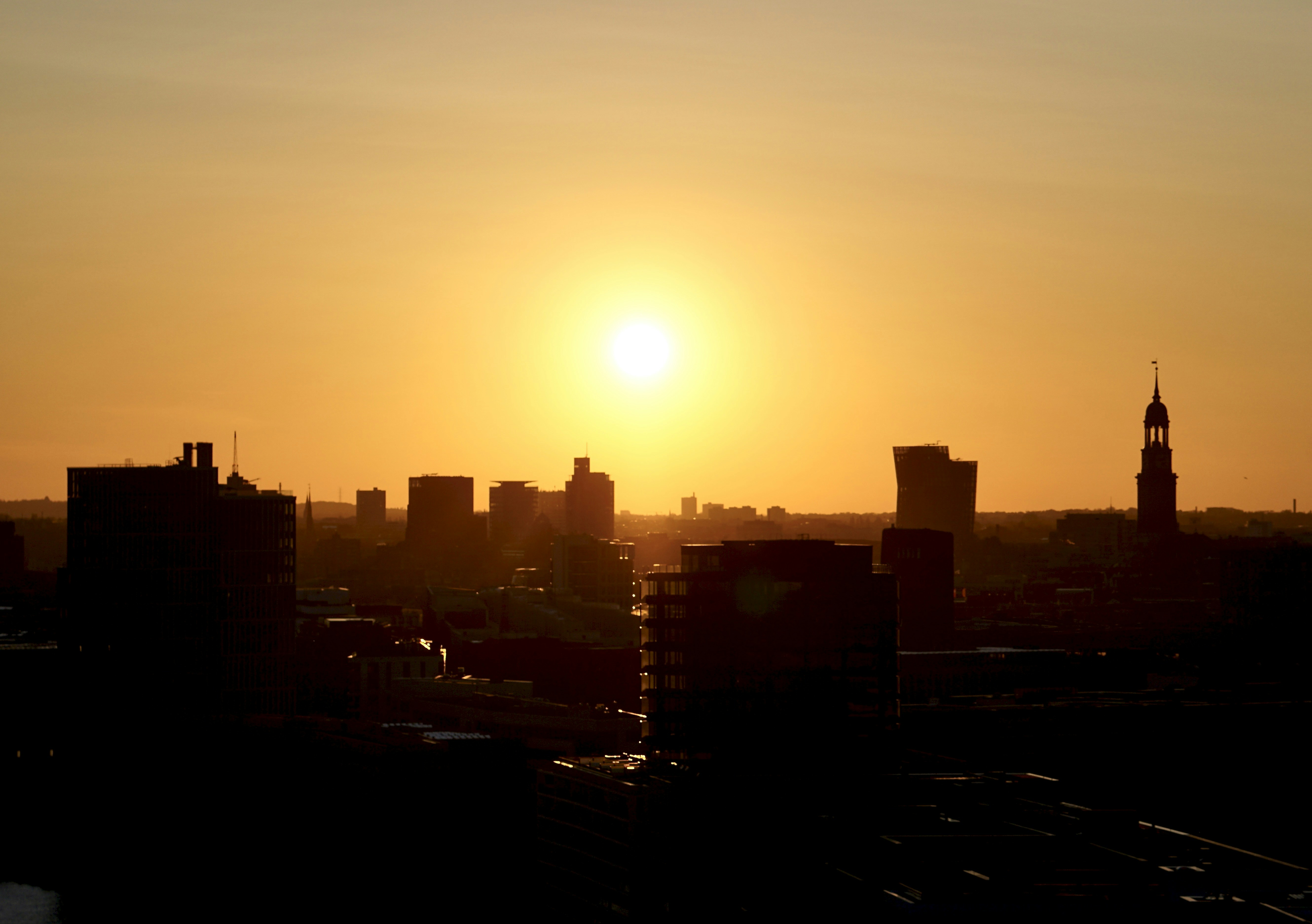 Sunset Silhouette over a Quiet City