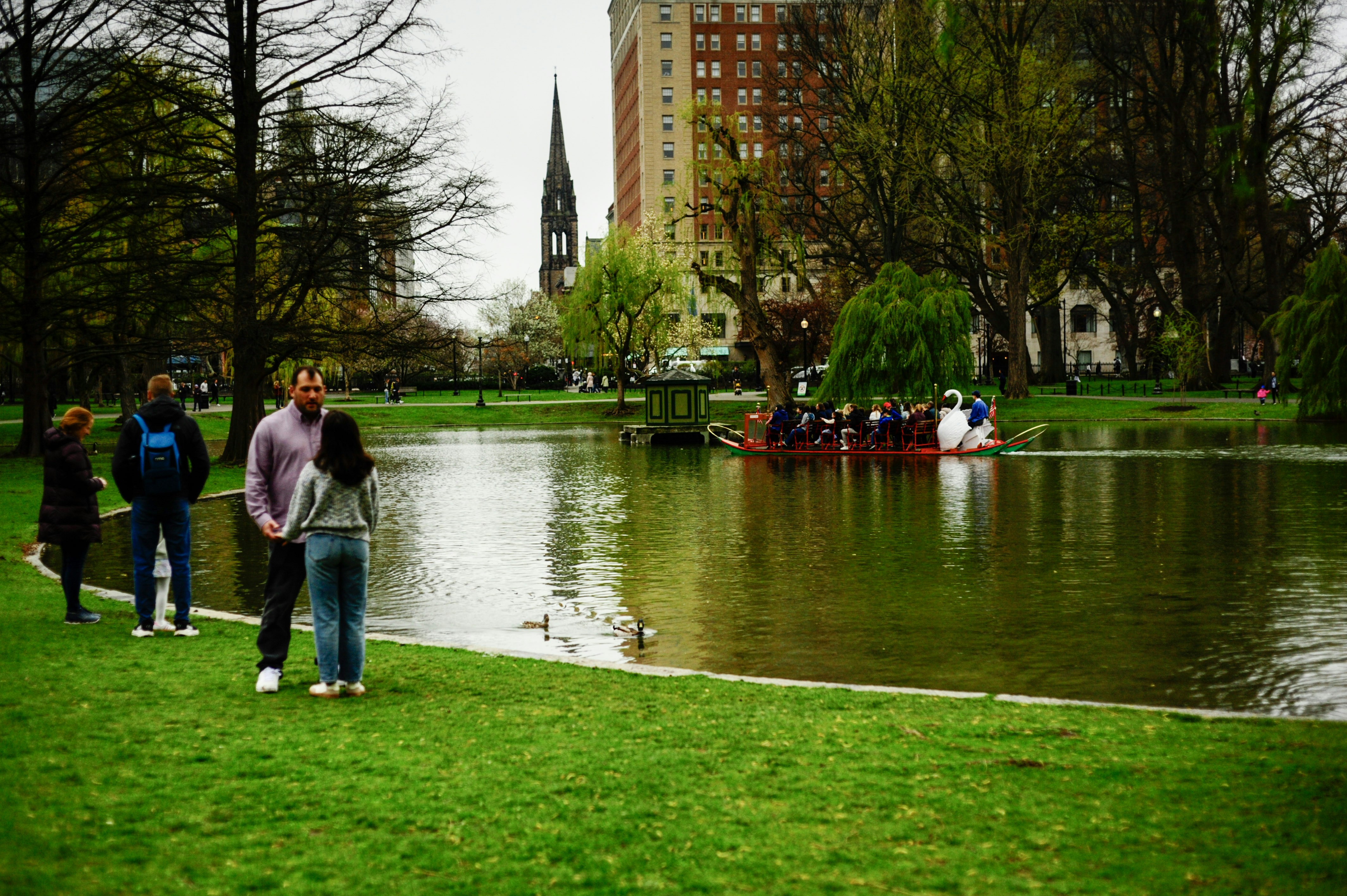 Lovers by the Pond: A Quiet Moment in the City Park