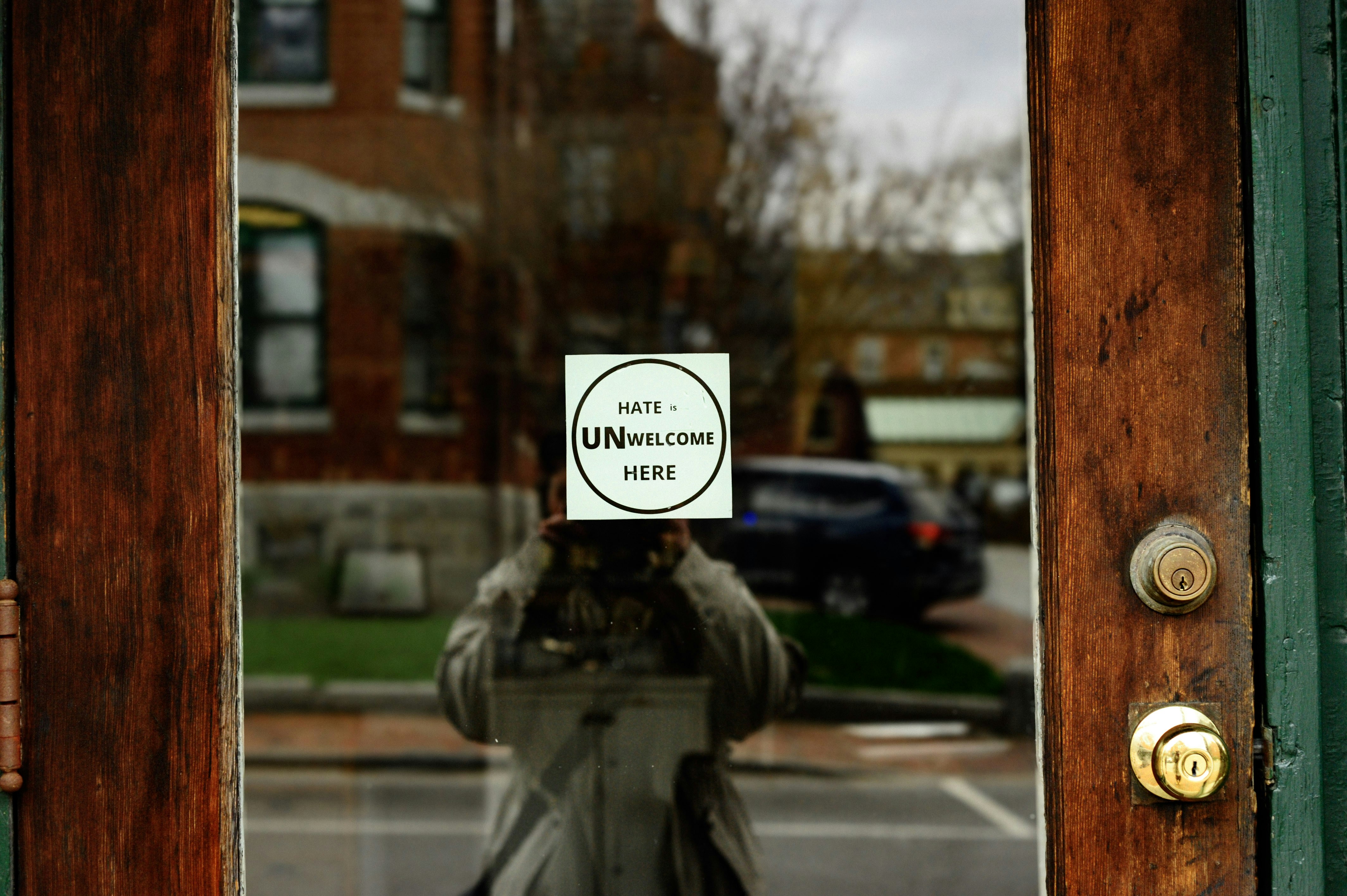 Stickered Glass Door: Welcome Denied