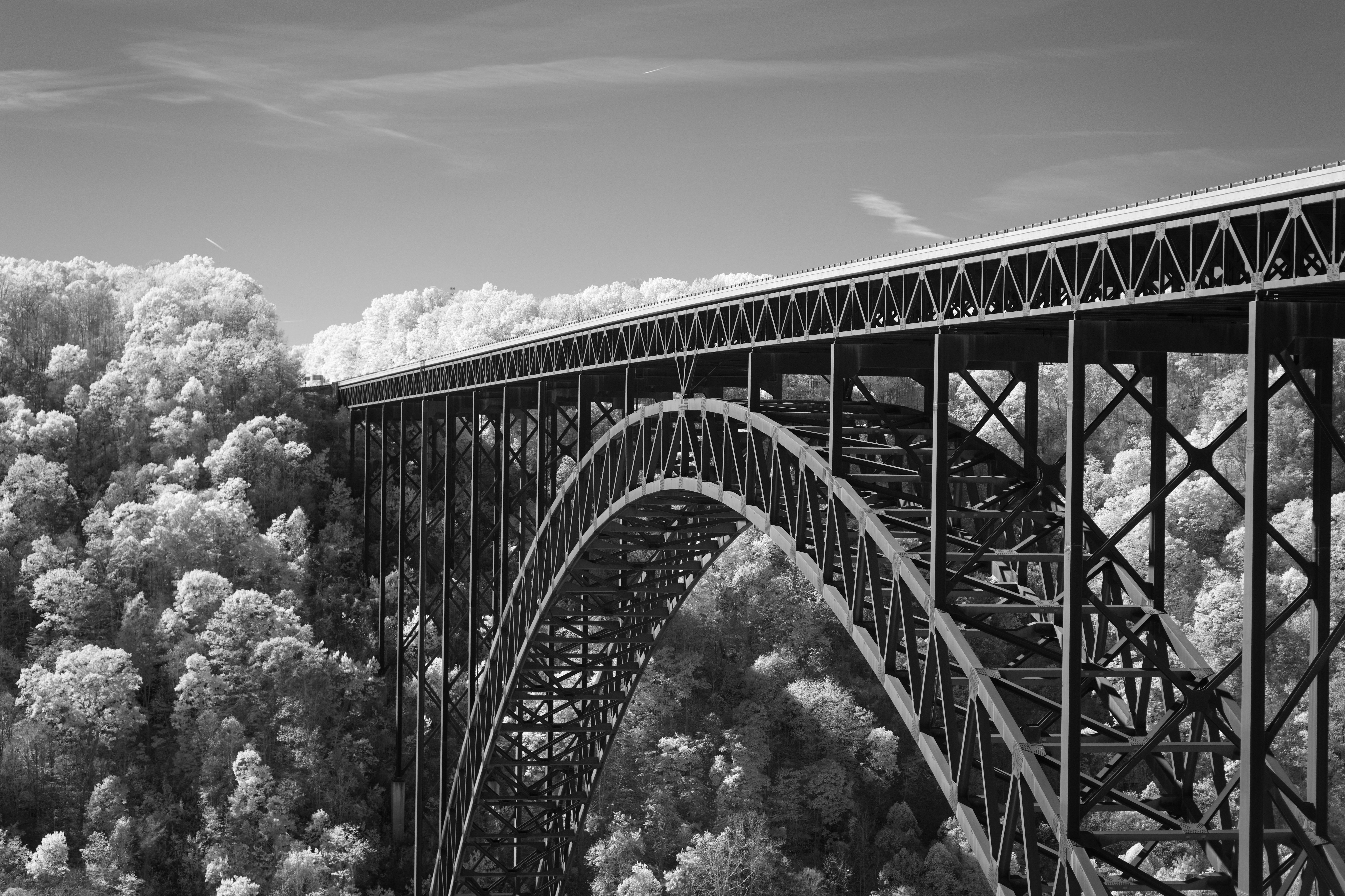Arch of Steel Overwater: a Mono View of the Bridge