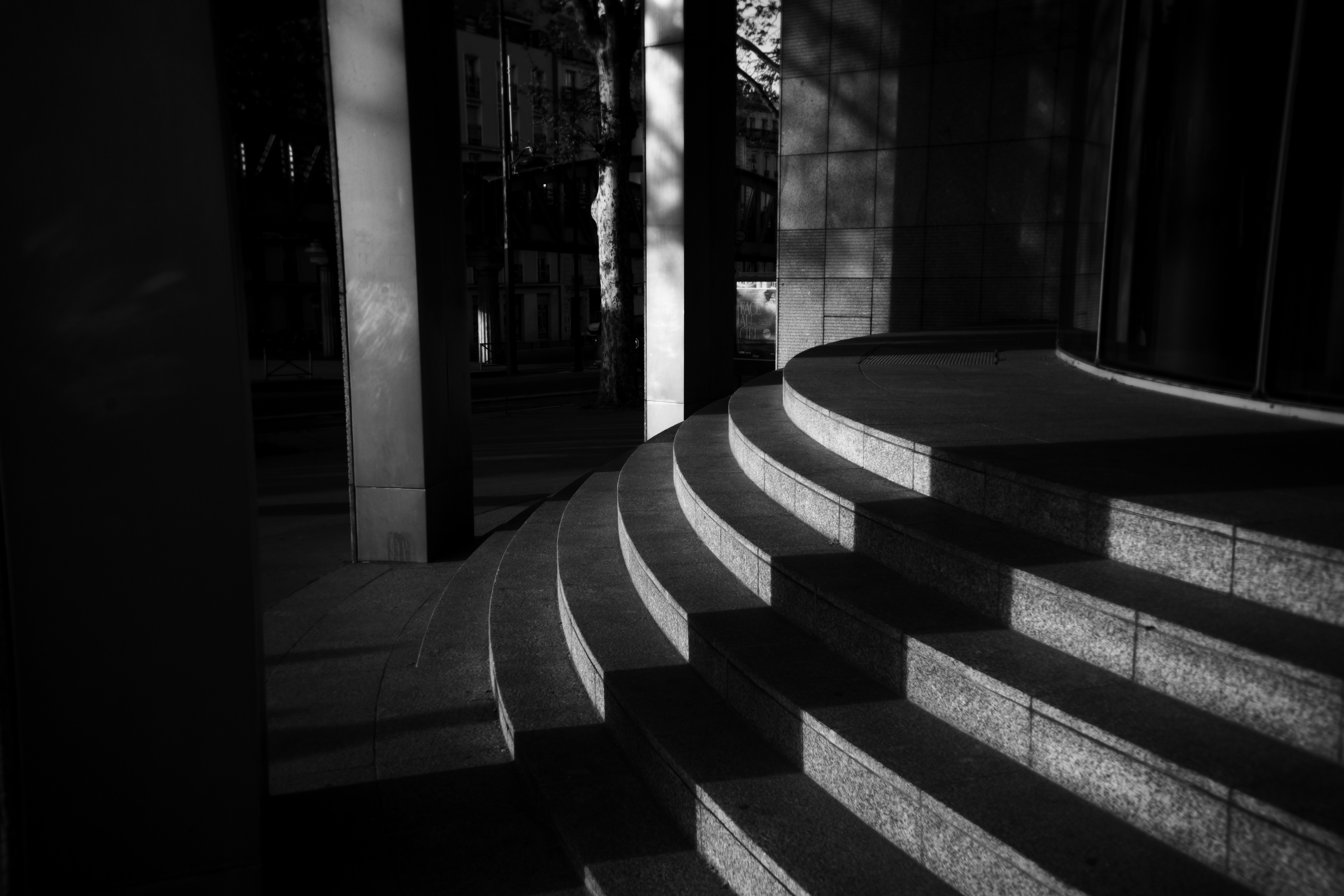 Shaded Steps and Concrete Columns in Mono Twilight