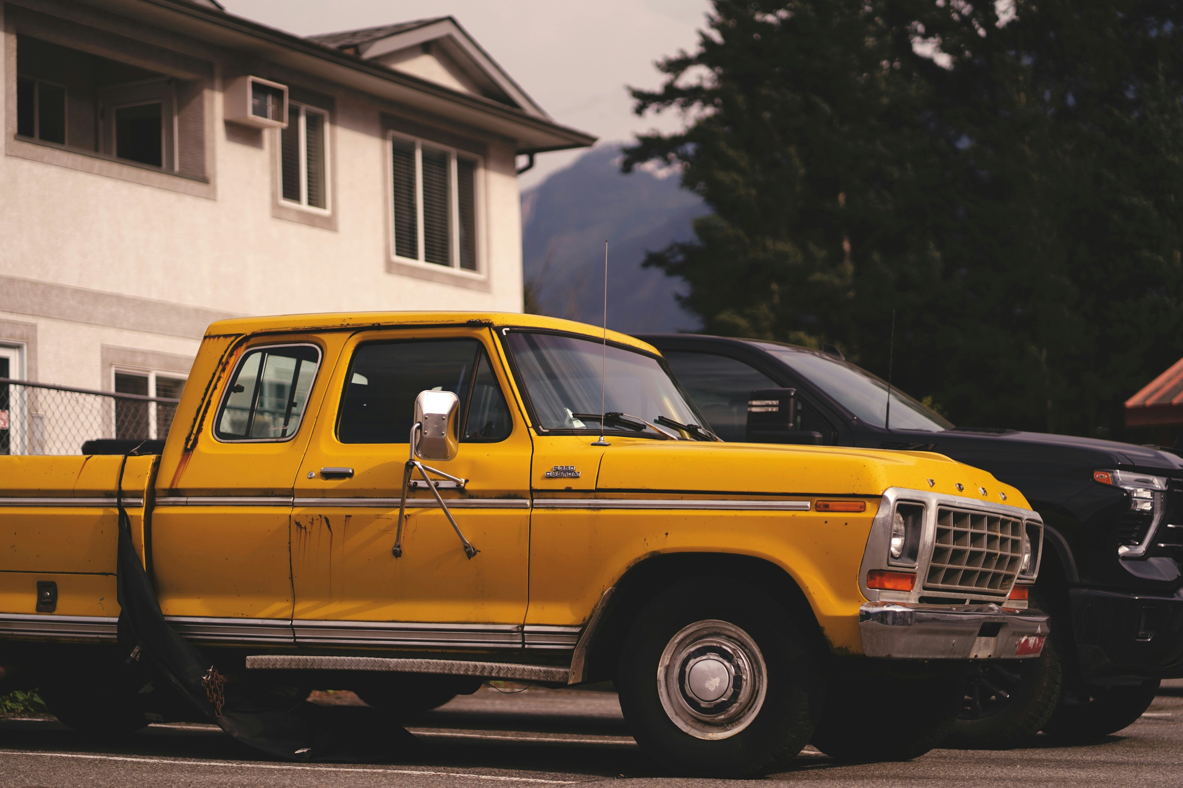 Sunlit Chevy Pickup in a Quiet Parking Lot