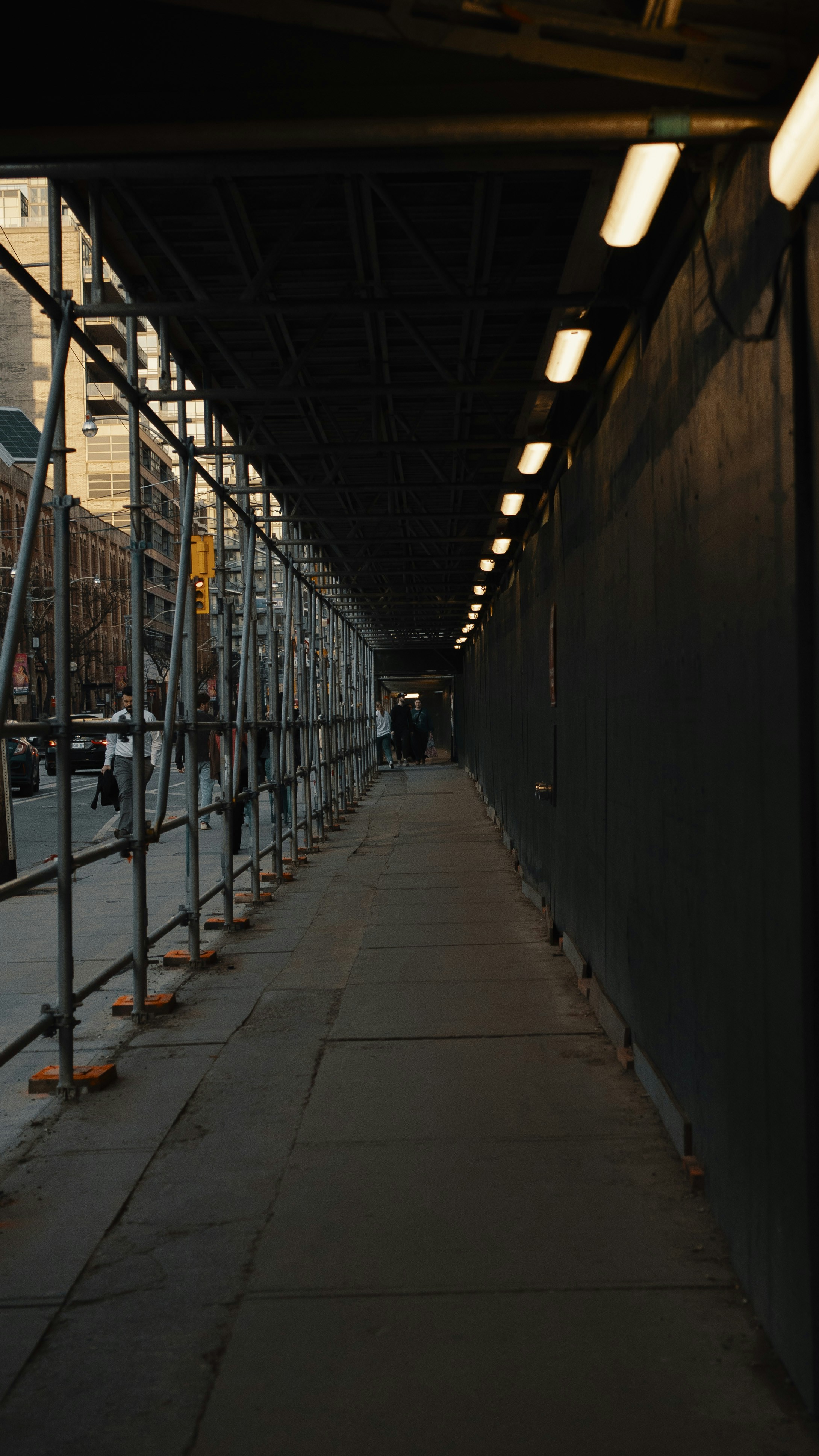 Under the Night Sky of a City Walkway