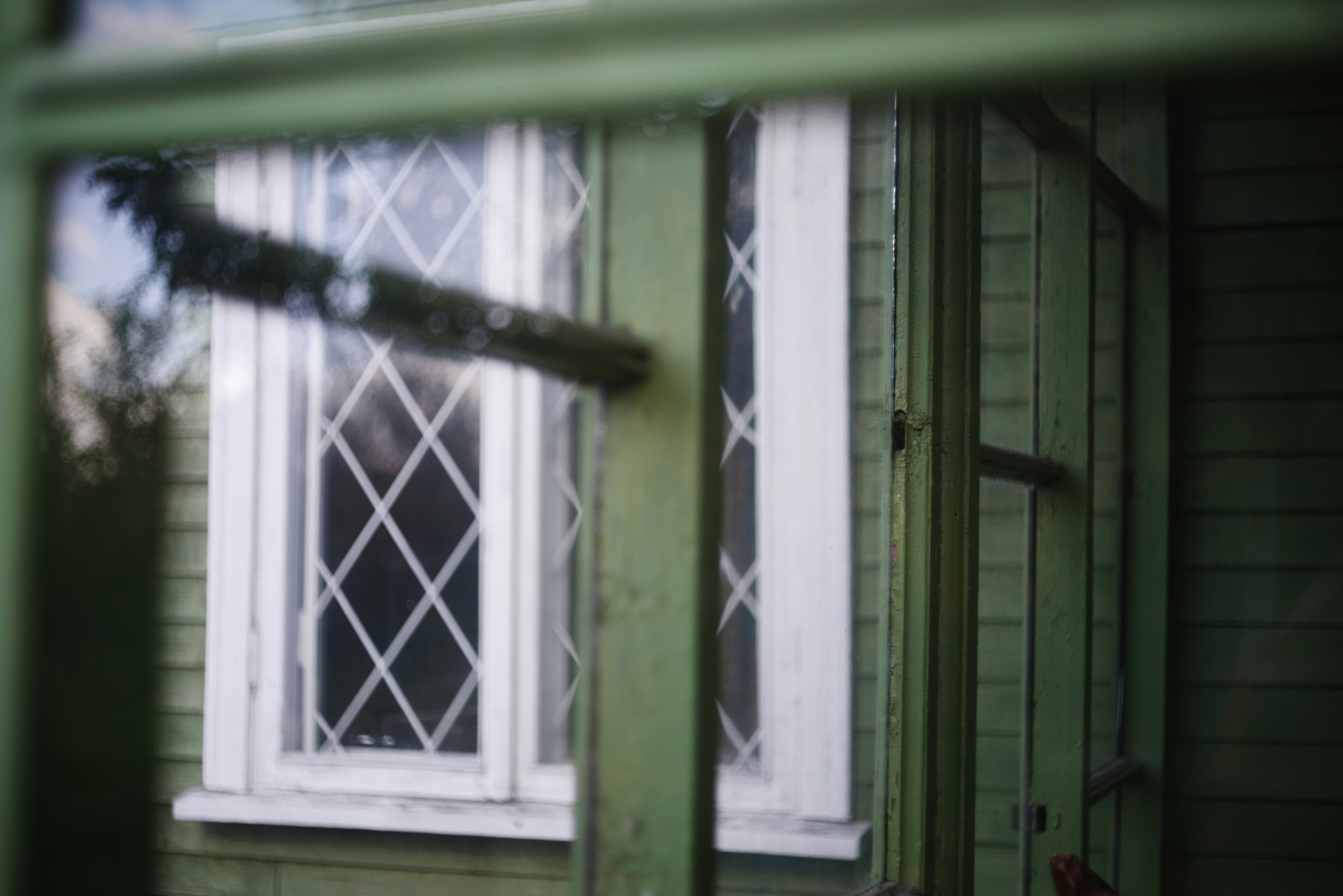 Through the Green Slats: A Peek at a Weathered Window