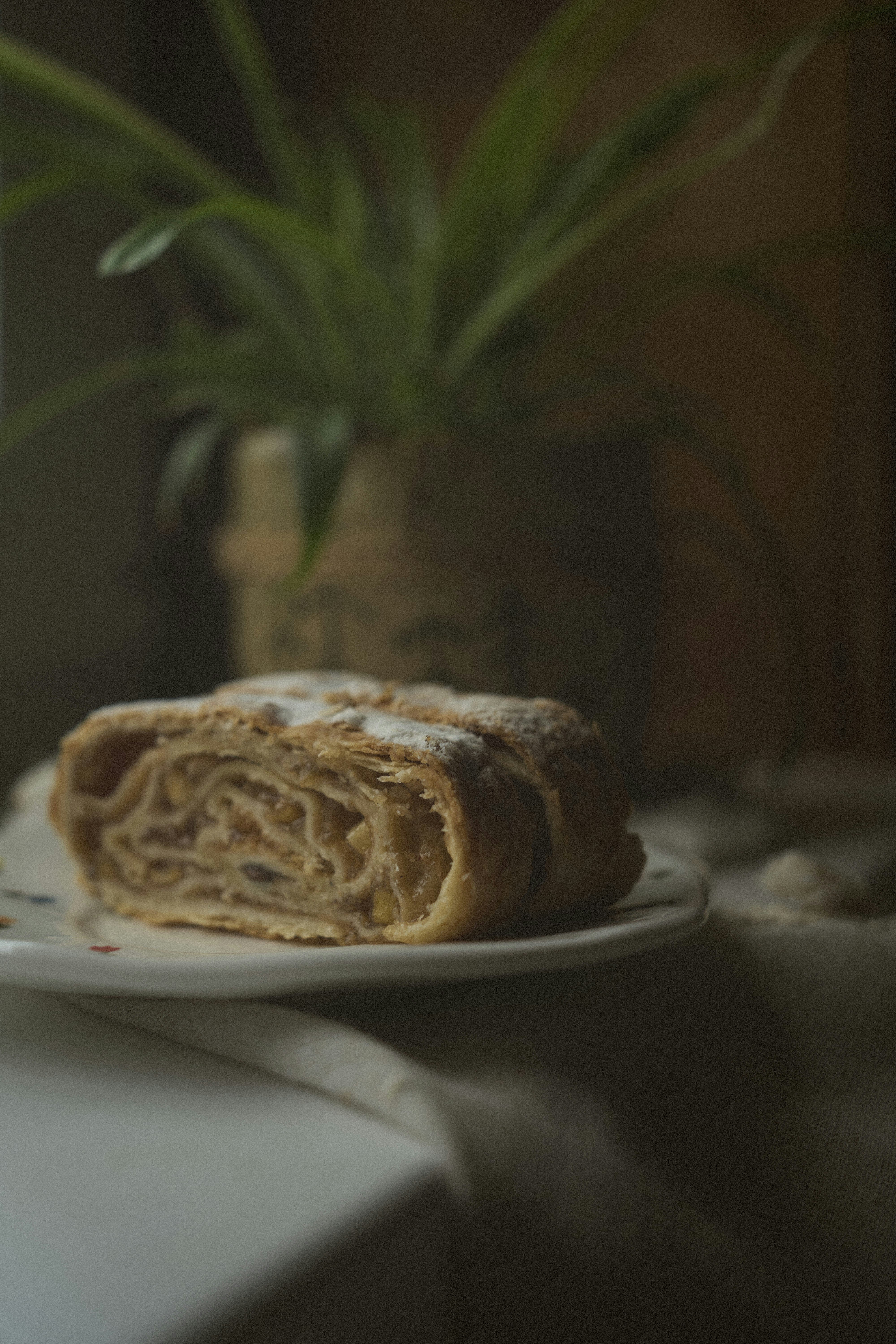 Layered Pastry on a Quiet Table