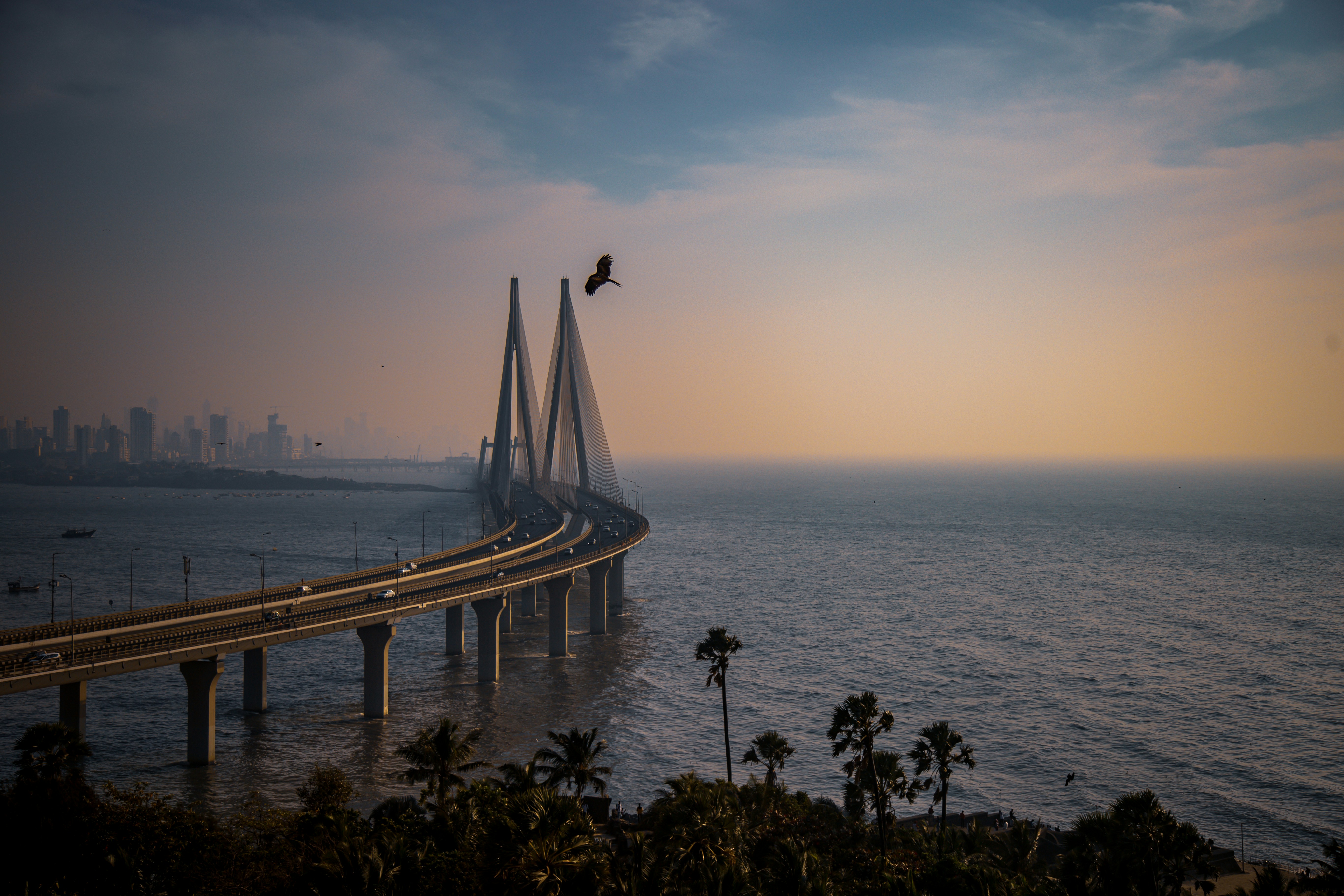 Bridge Over Ocean Light: A Seafaring Silhouette