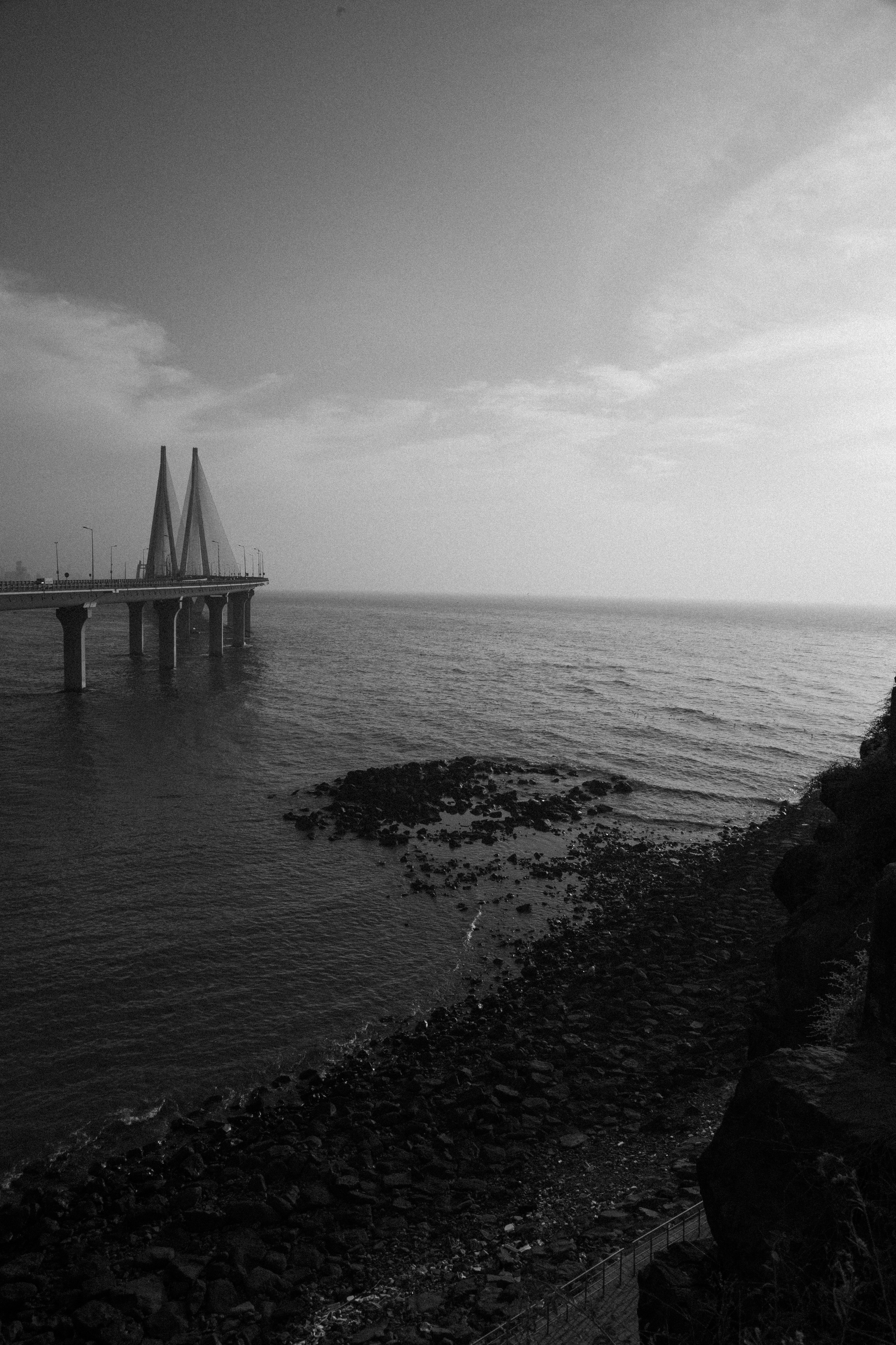 Bridge over Quiet Sea: A Mono Coastal Moment