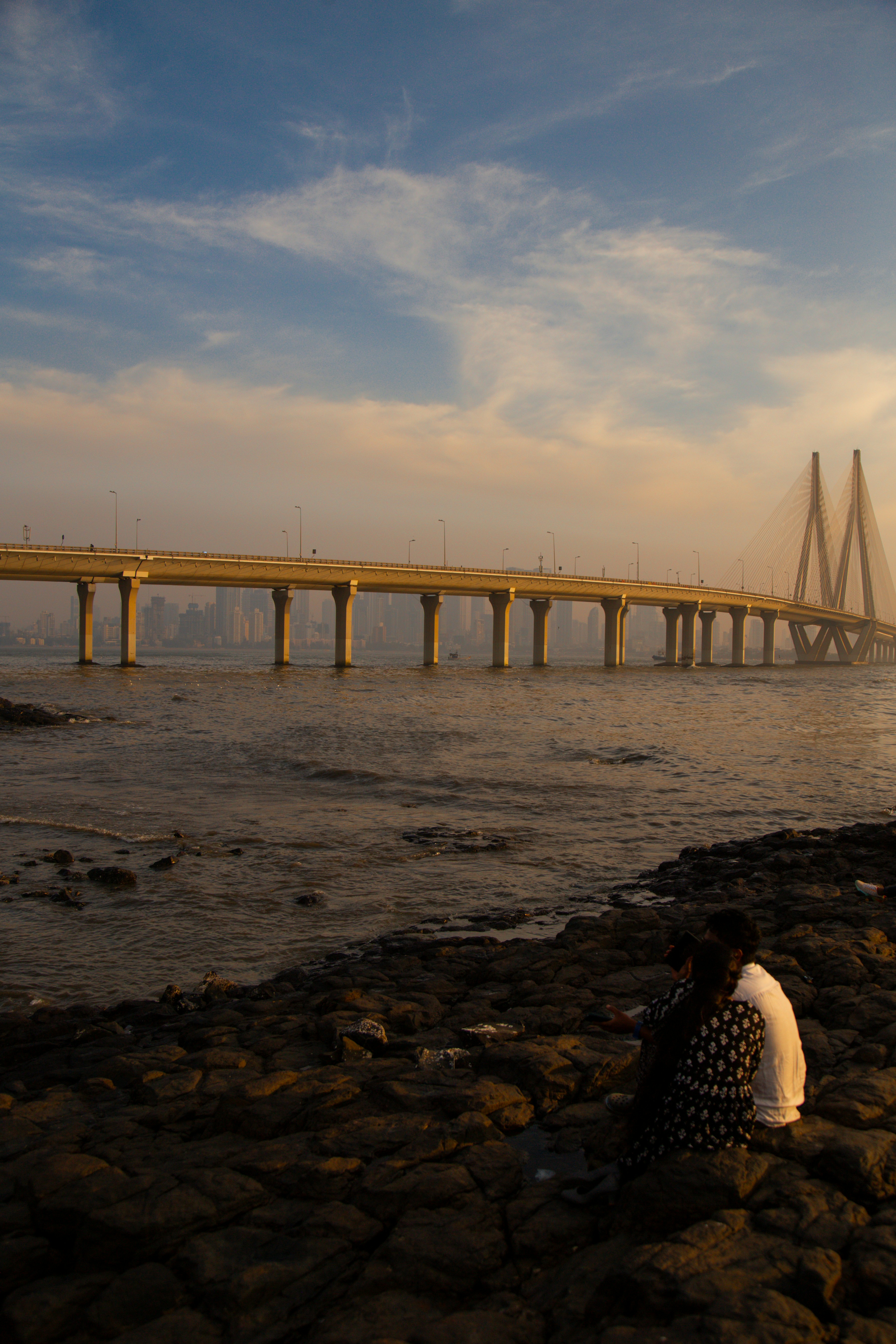 Golden Hour Cantilever: A Quiet Moment by the River Bridge