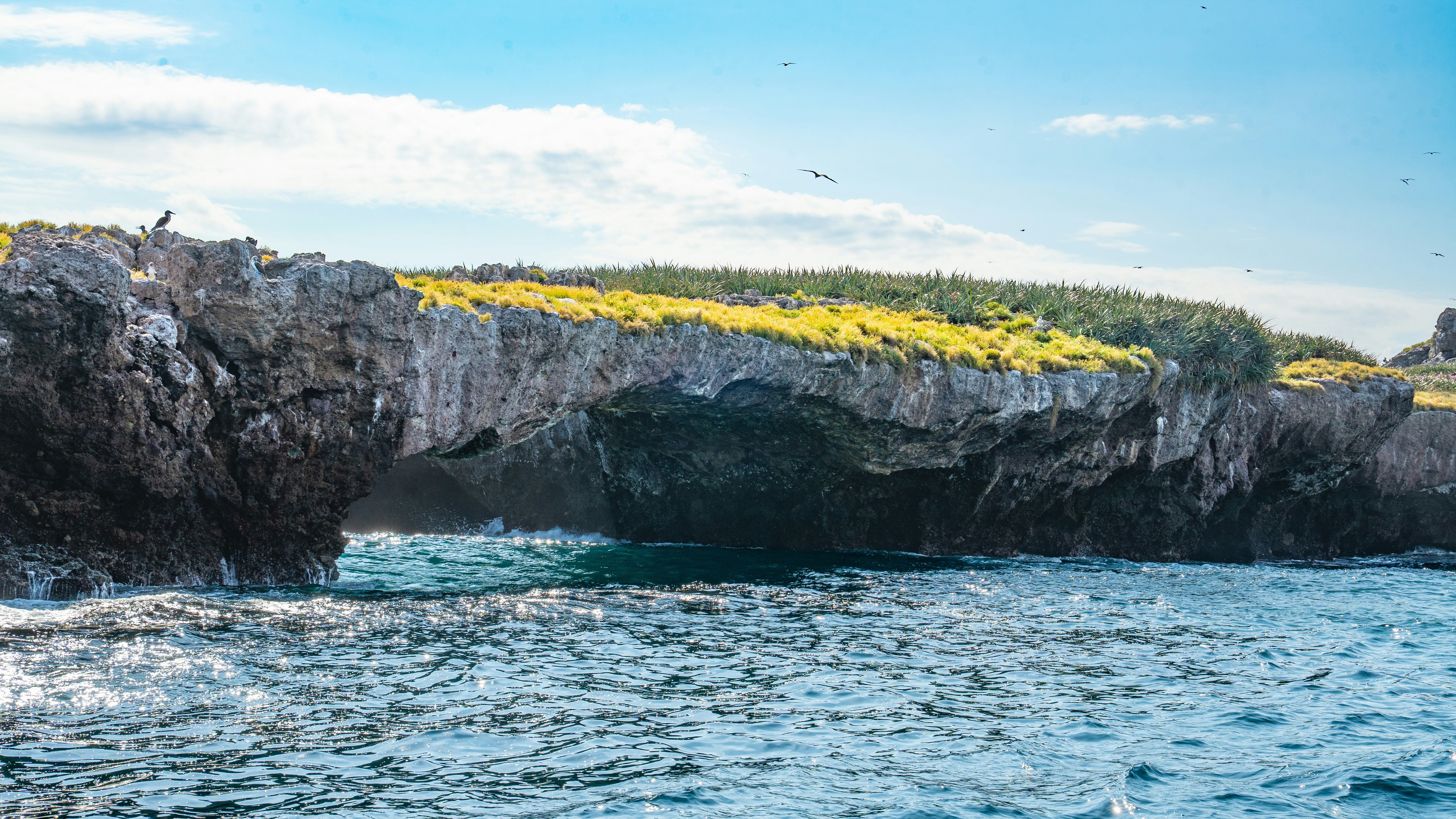 Coastal Cliff Edge Under Clear Blue Sky