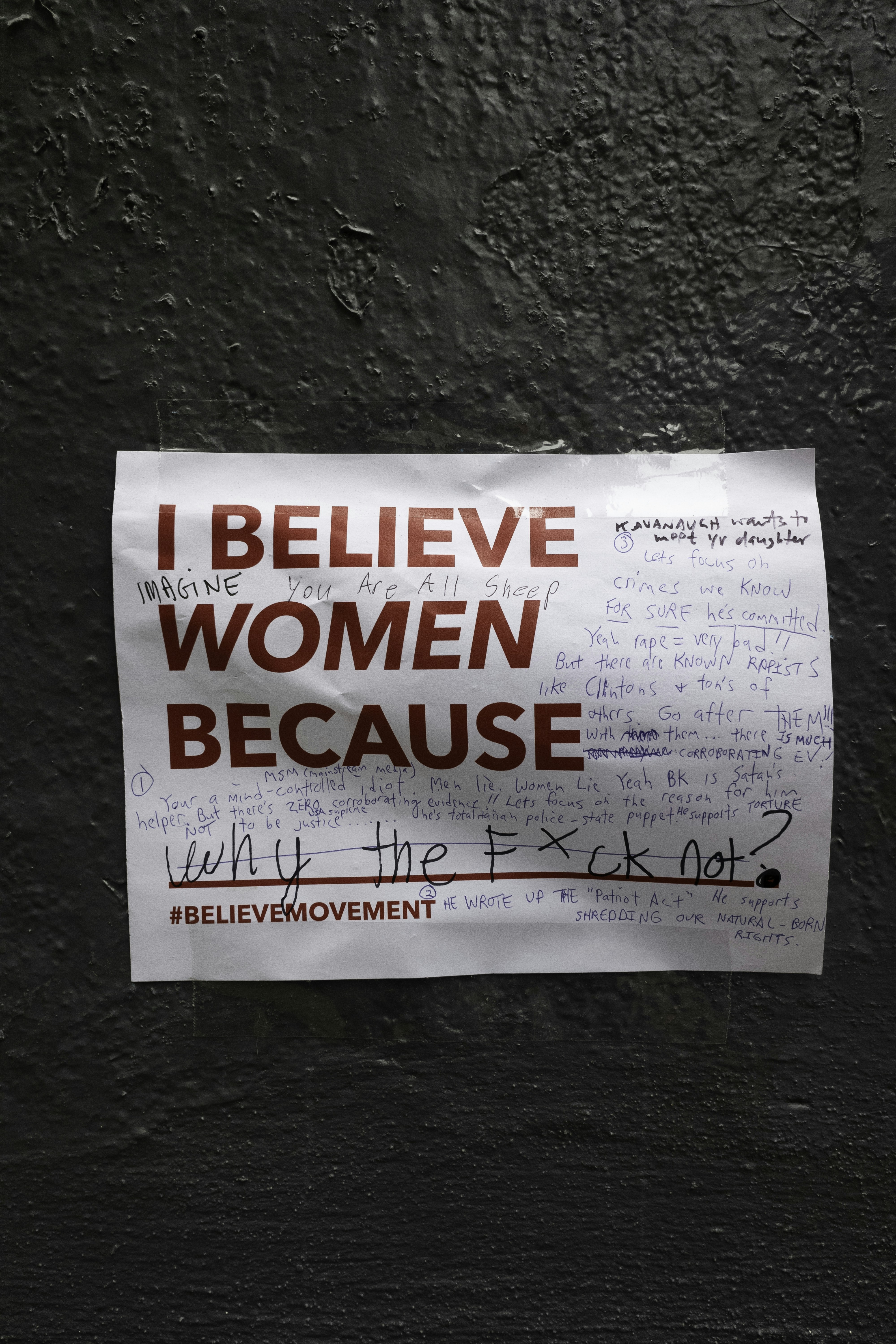 Poster on a Rough Wall: I Believe Women Because