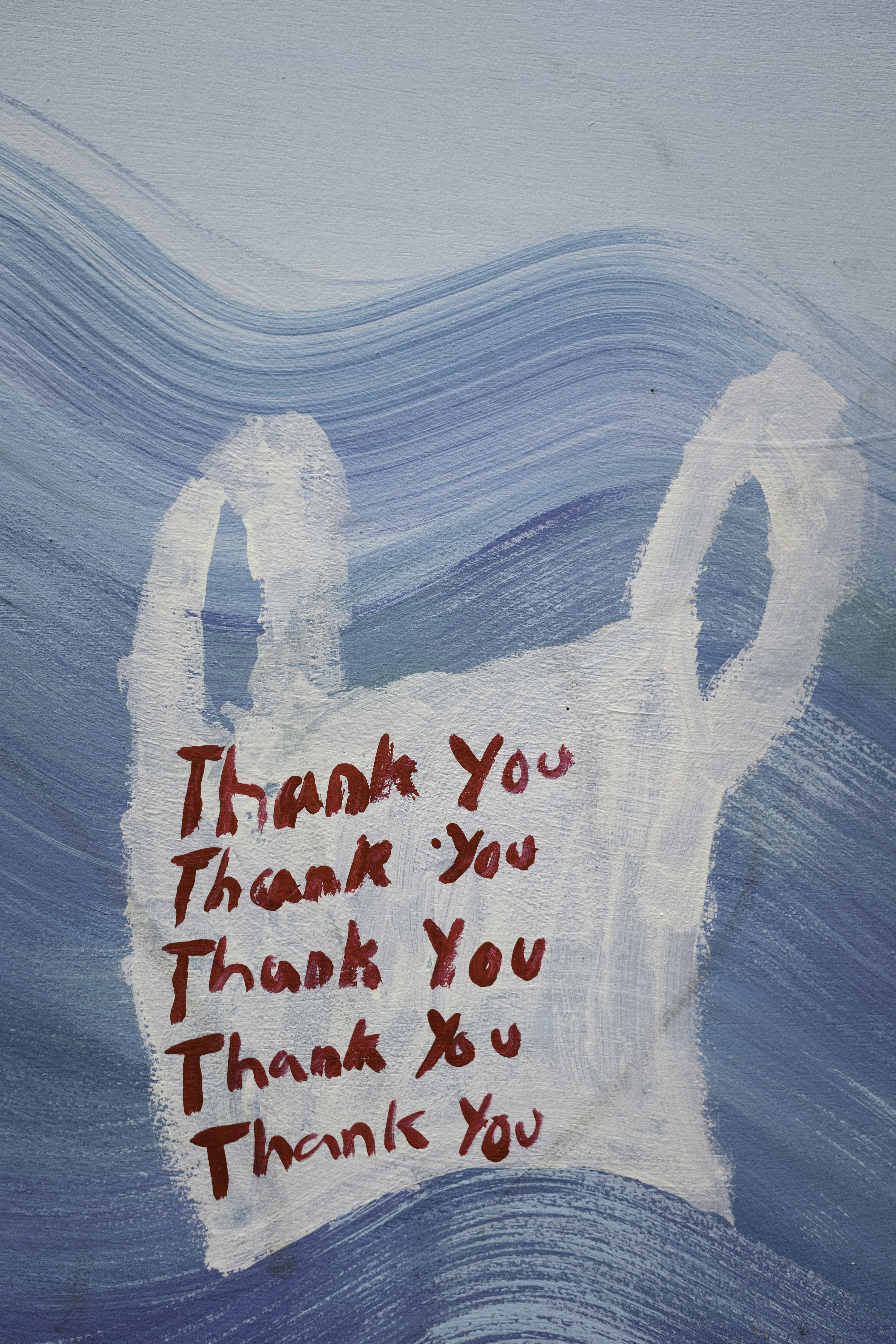 Gratitude in Blue Waves: A Painted Calligraphy of Thank You
