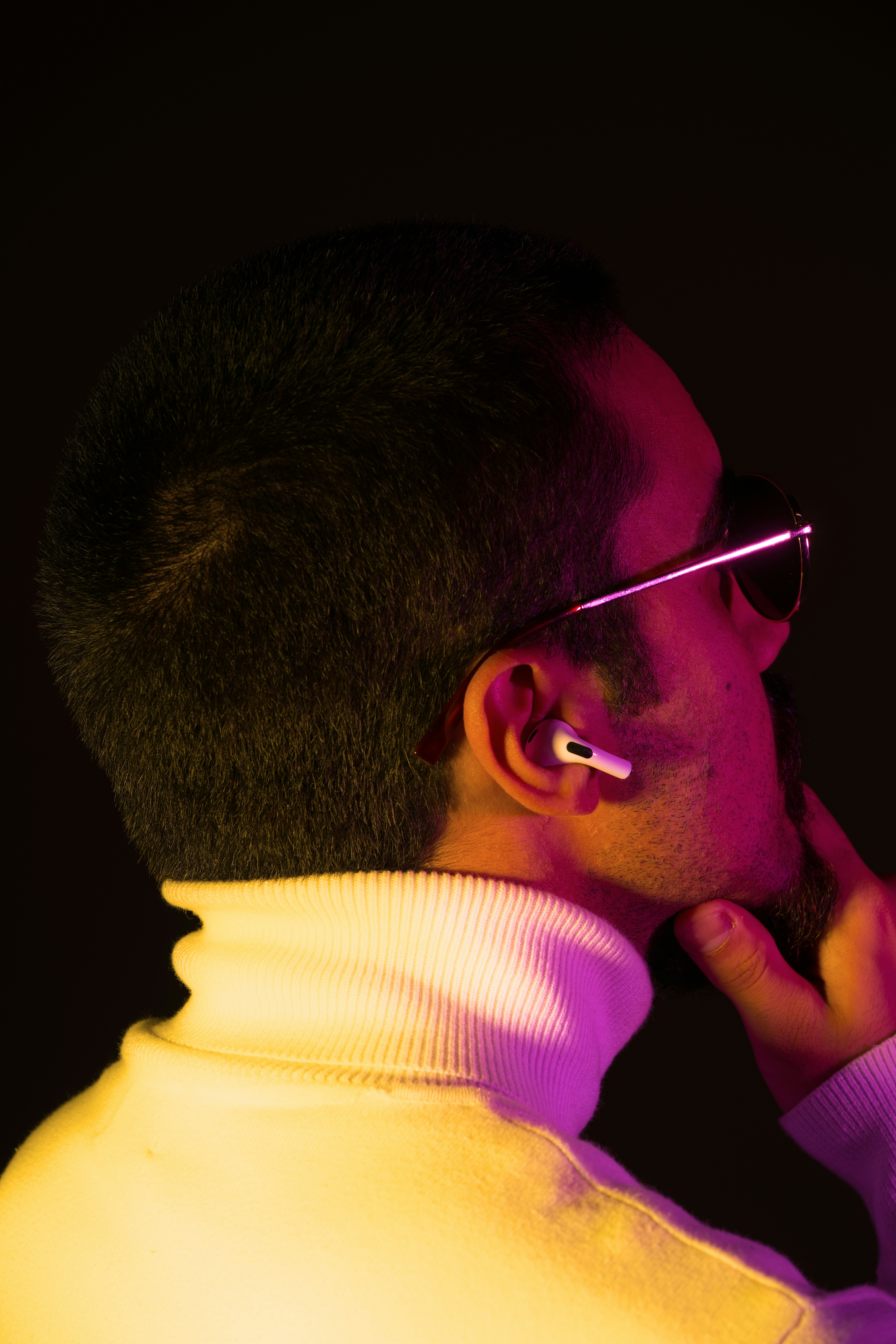 Neon Quiet: Side Profile in Velvet Purple Glow