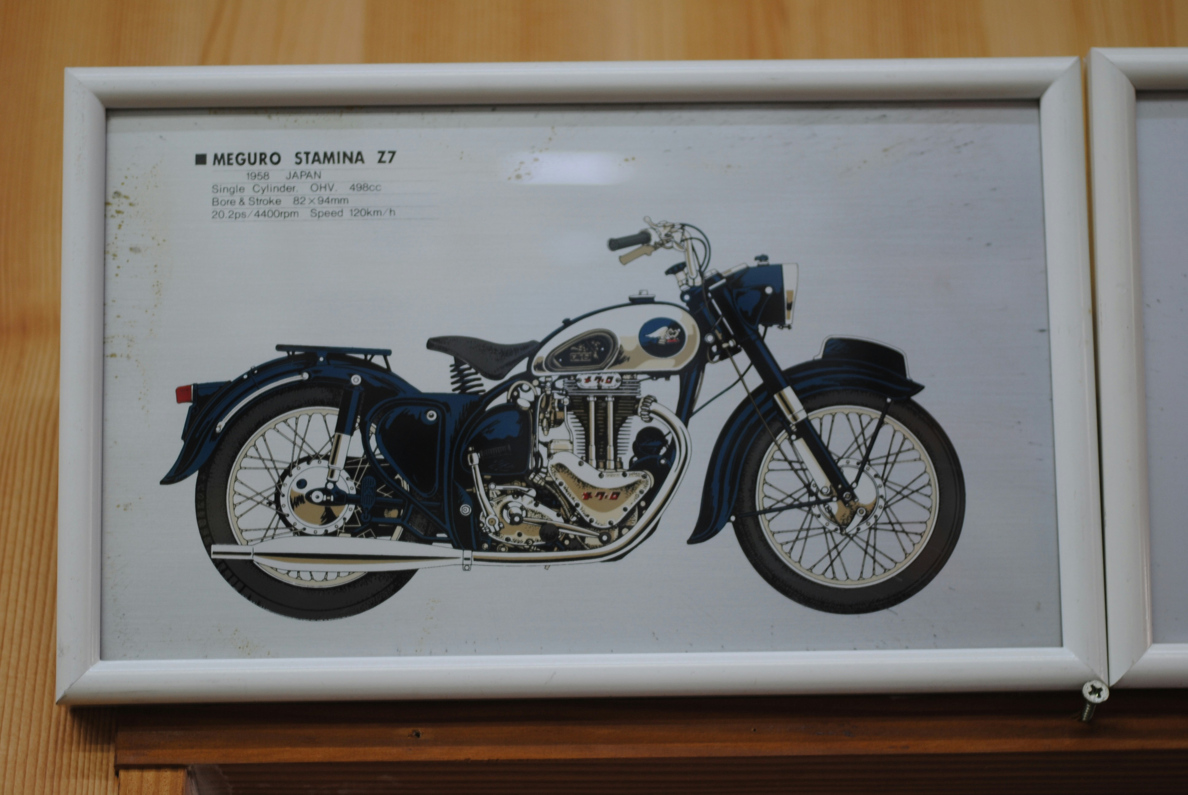 Classic Motorcycle Blueprint in a White Framed Display