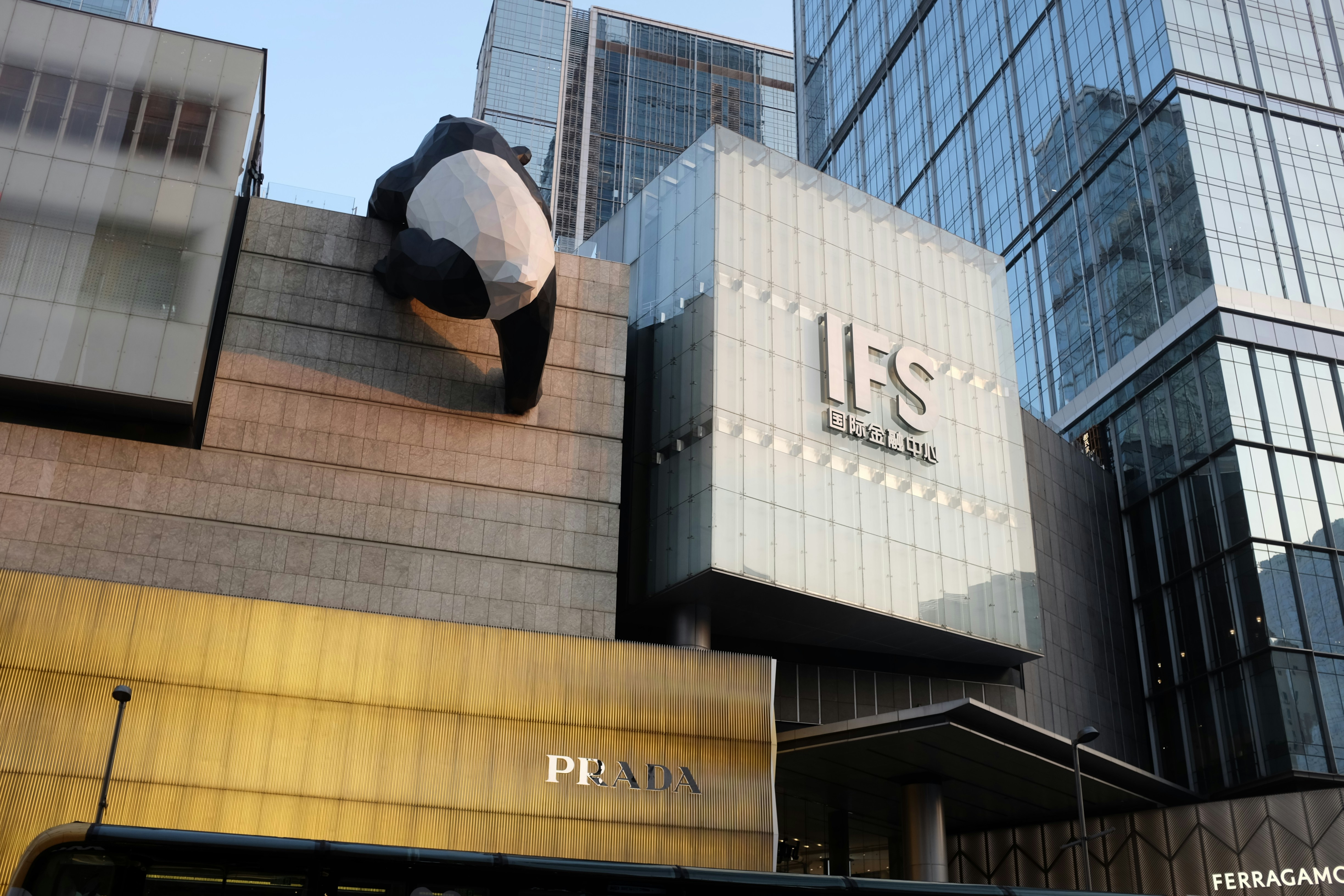 Urban Facade with Brand Details Under Glass Skies