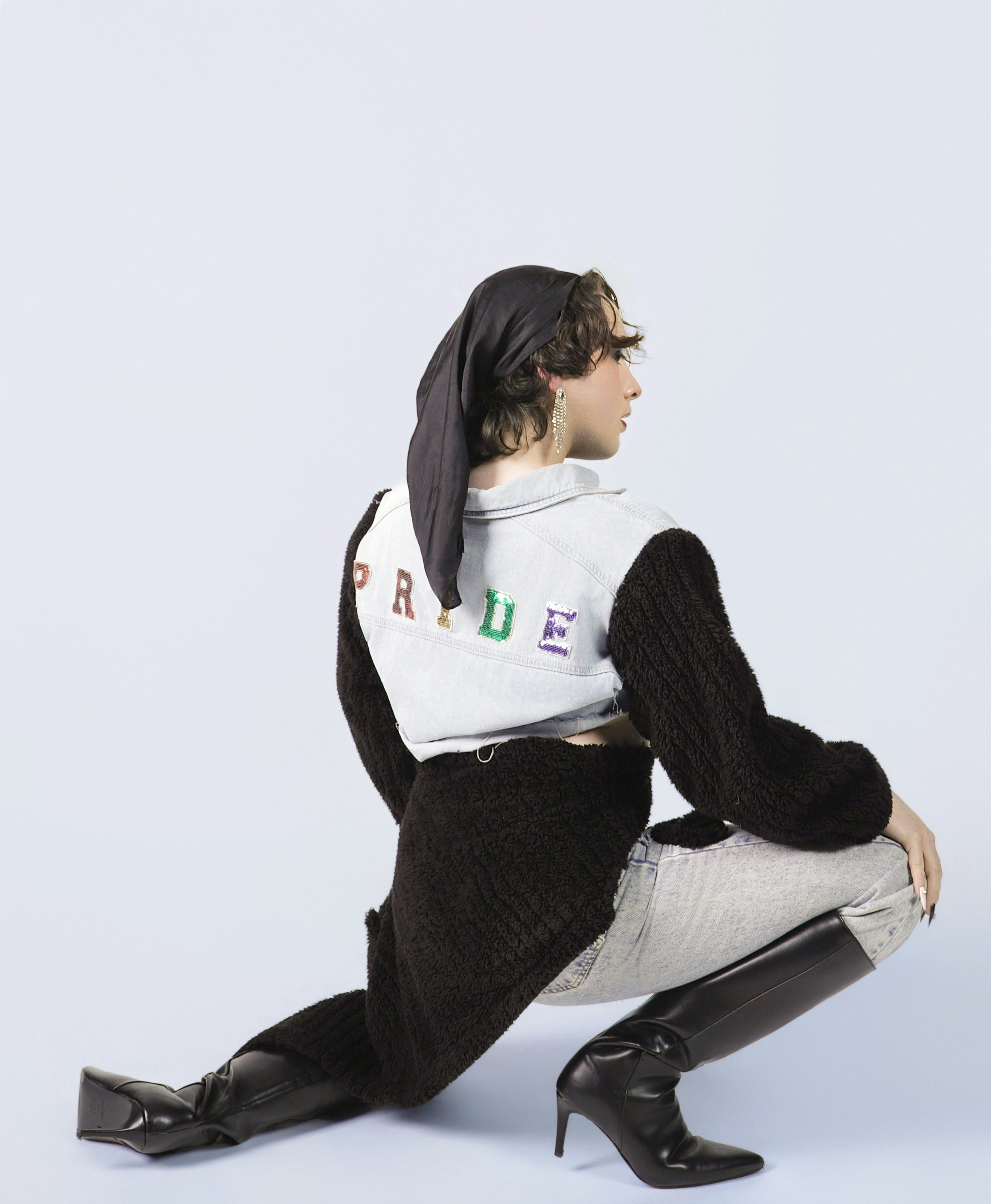 Avant-Garde Pose: A Back-View Fashion Moment in Soft Studio Light