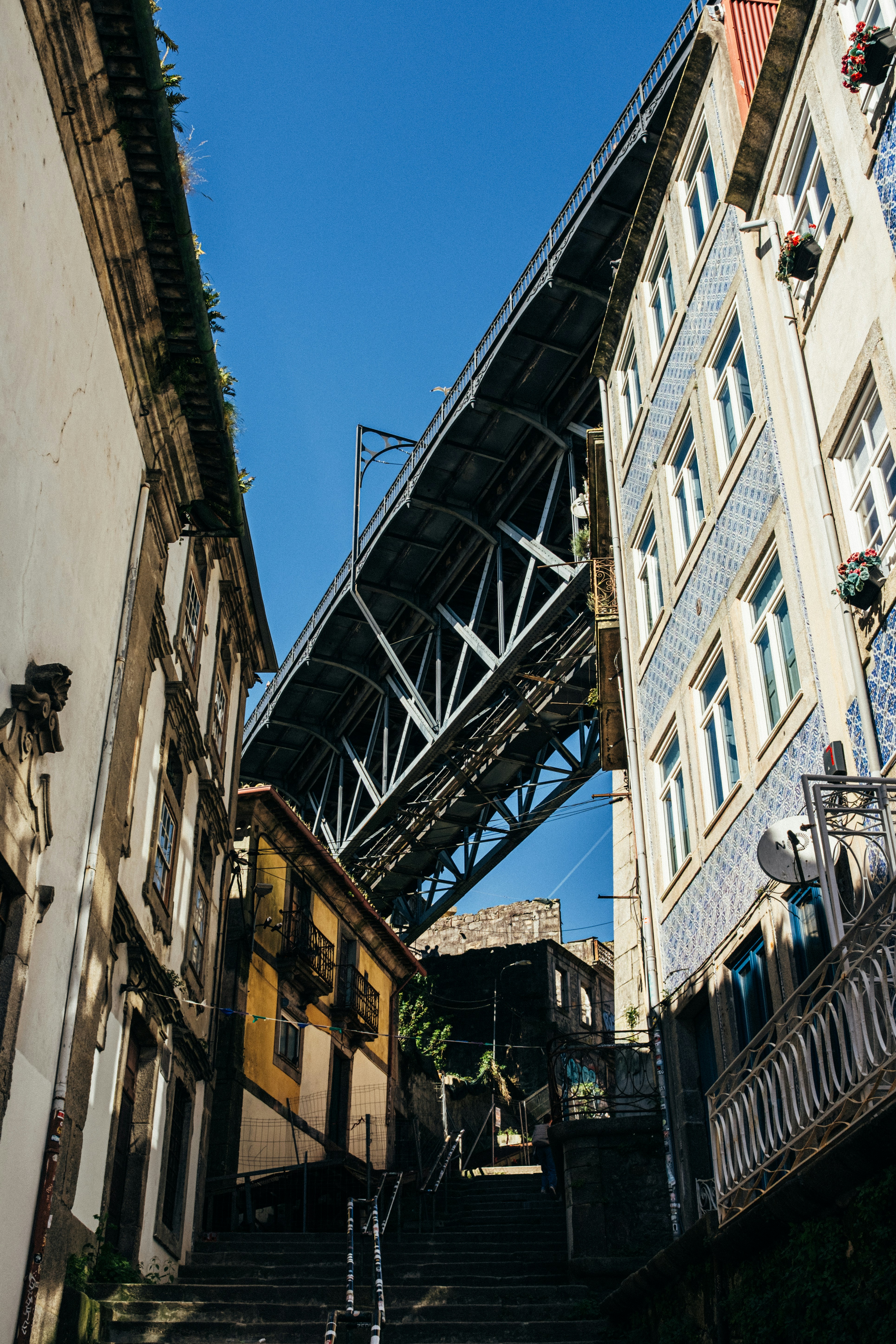 Steel Arc Over Cobblestone Steps