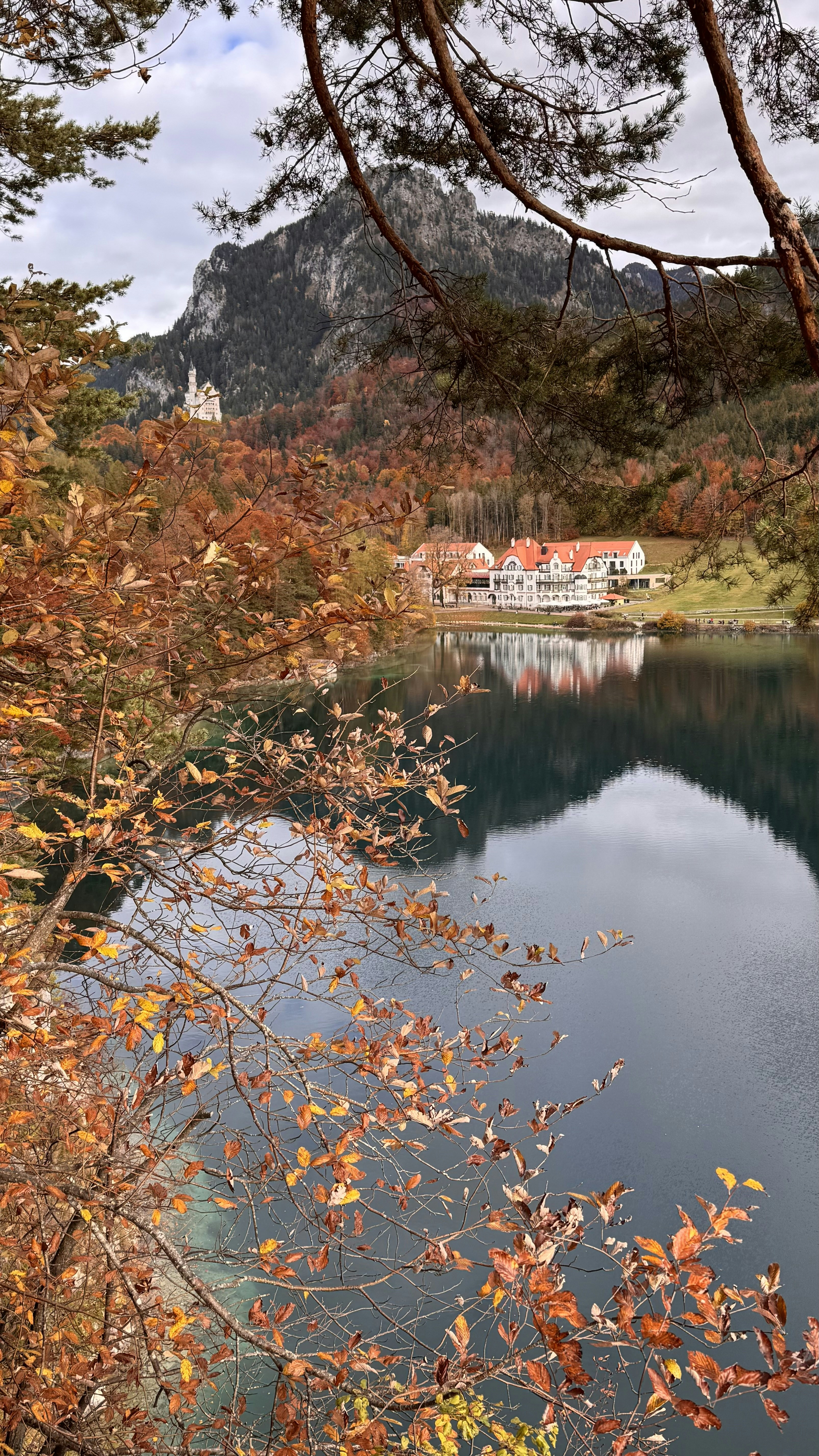 Autumn Mirror: Village and Mountain Reflections