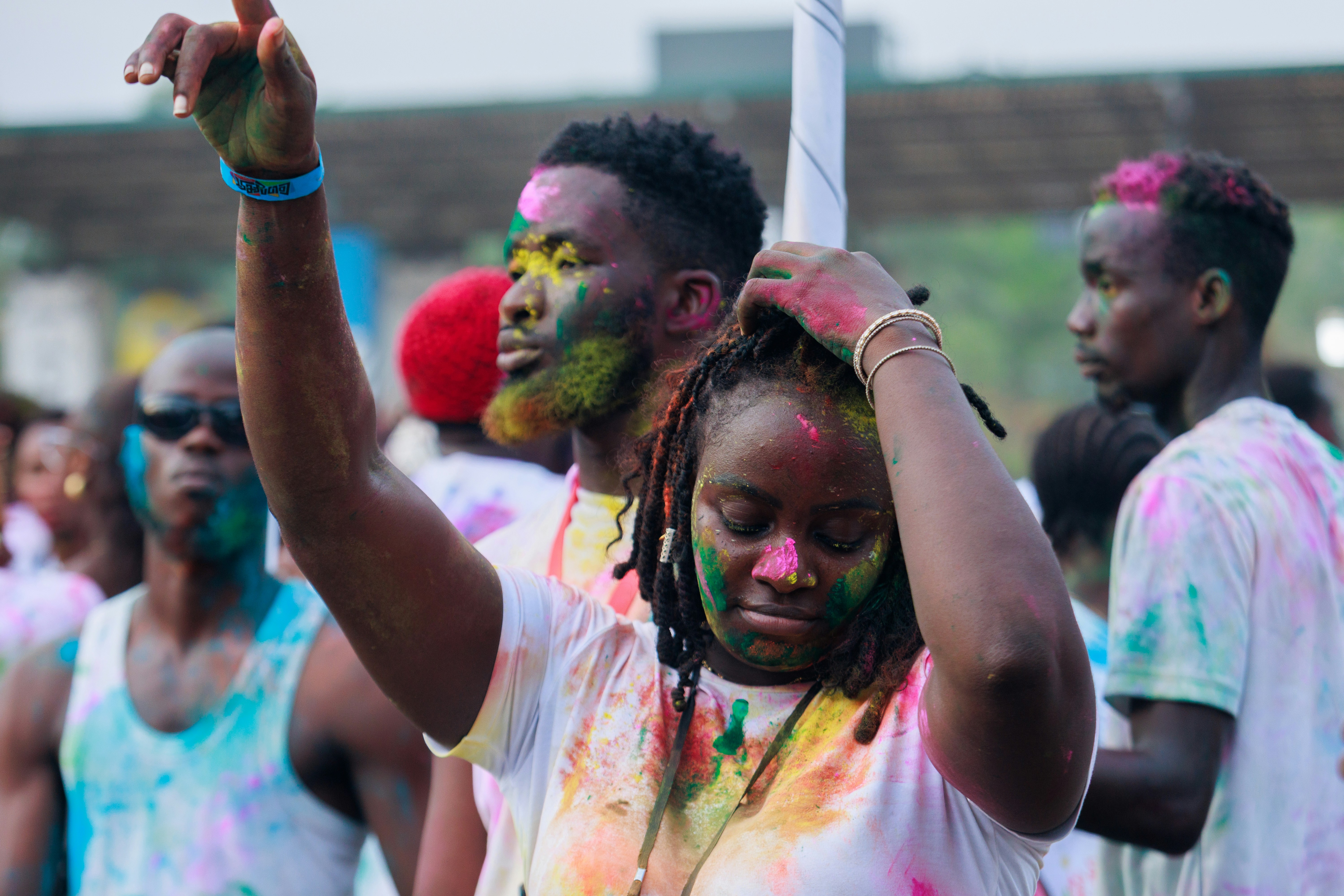 Colorful Pulse: Festival Participants Caught in the Moment