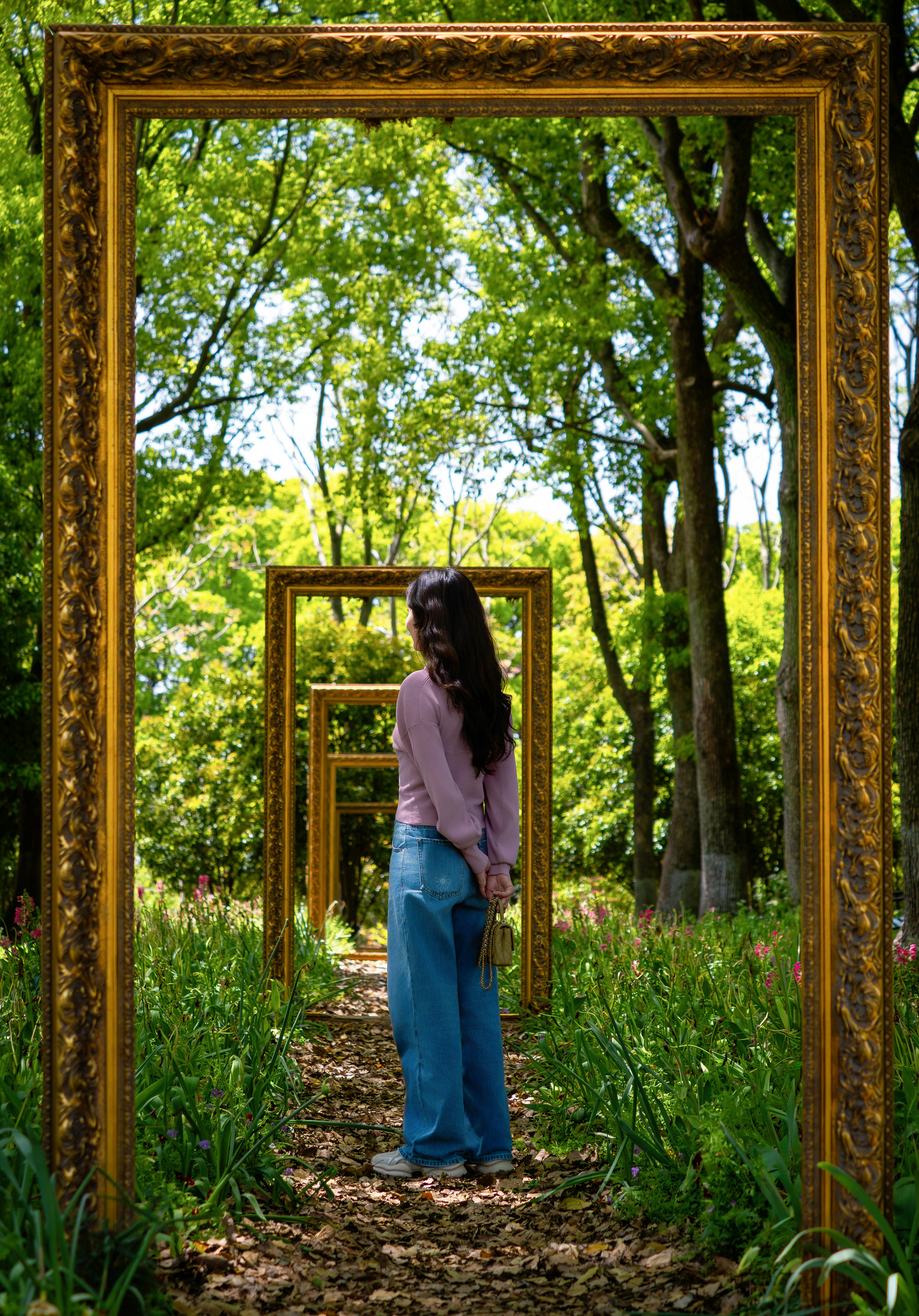 Mirror Garden: A Woman Reaches Through Frames of Light