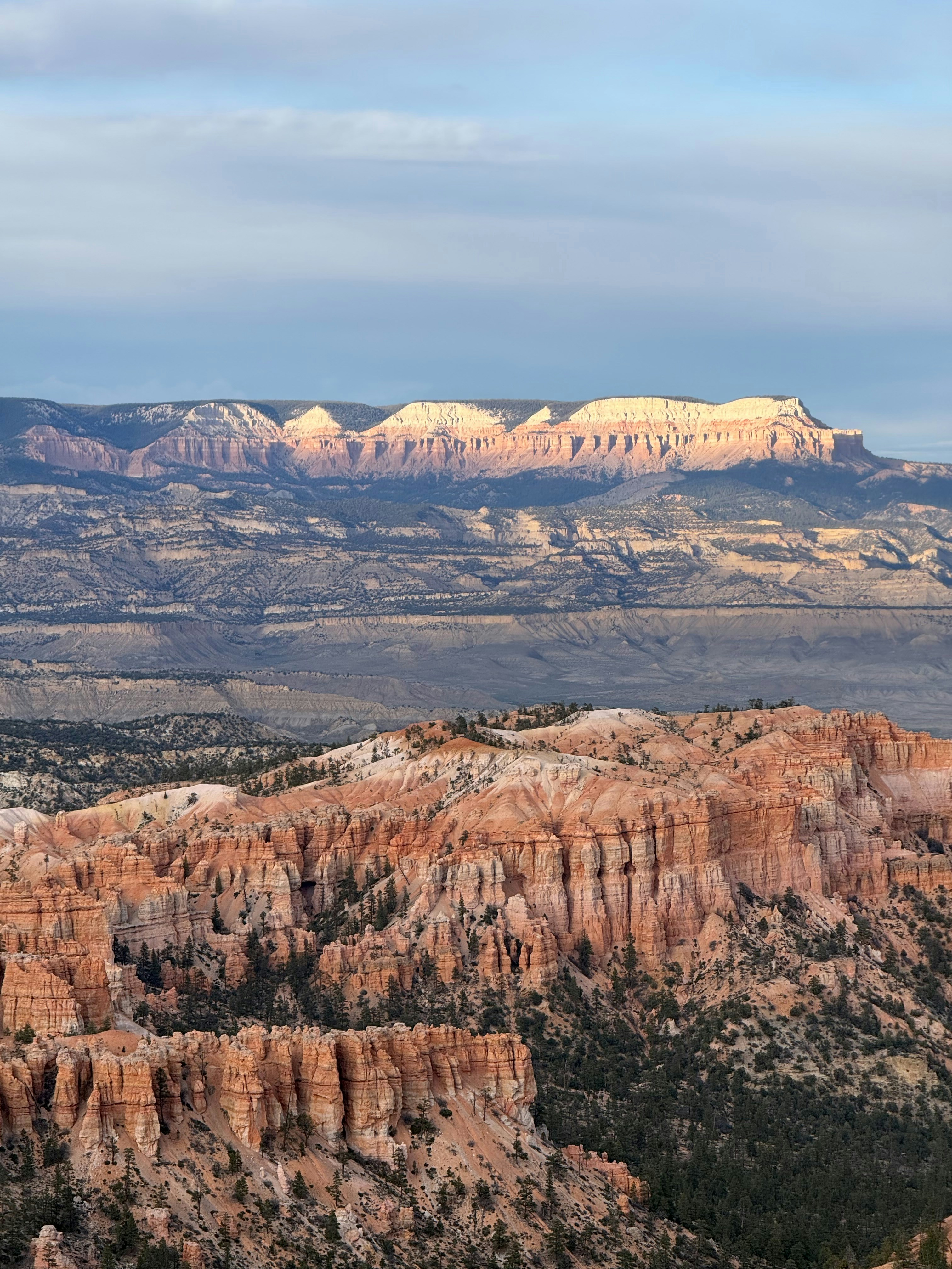 Sunlit Mesa Lines: A Coral Canyon in Quiet Twilight