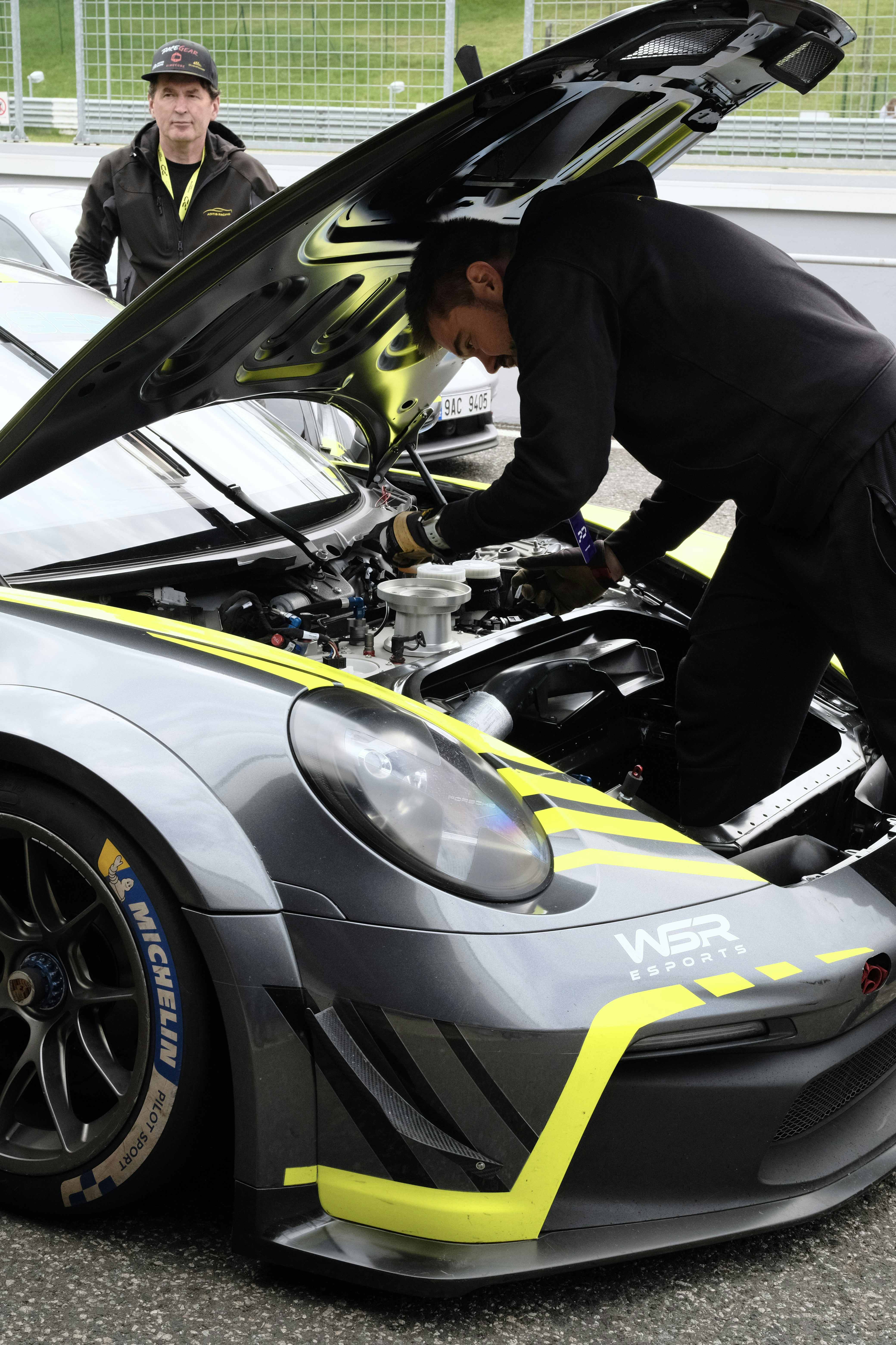 Mechanic at Work: Under the Hood of a Neon-Accented Porsche GT3