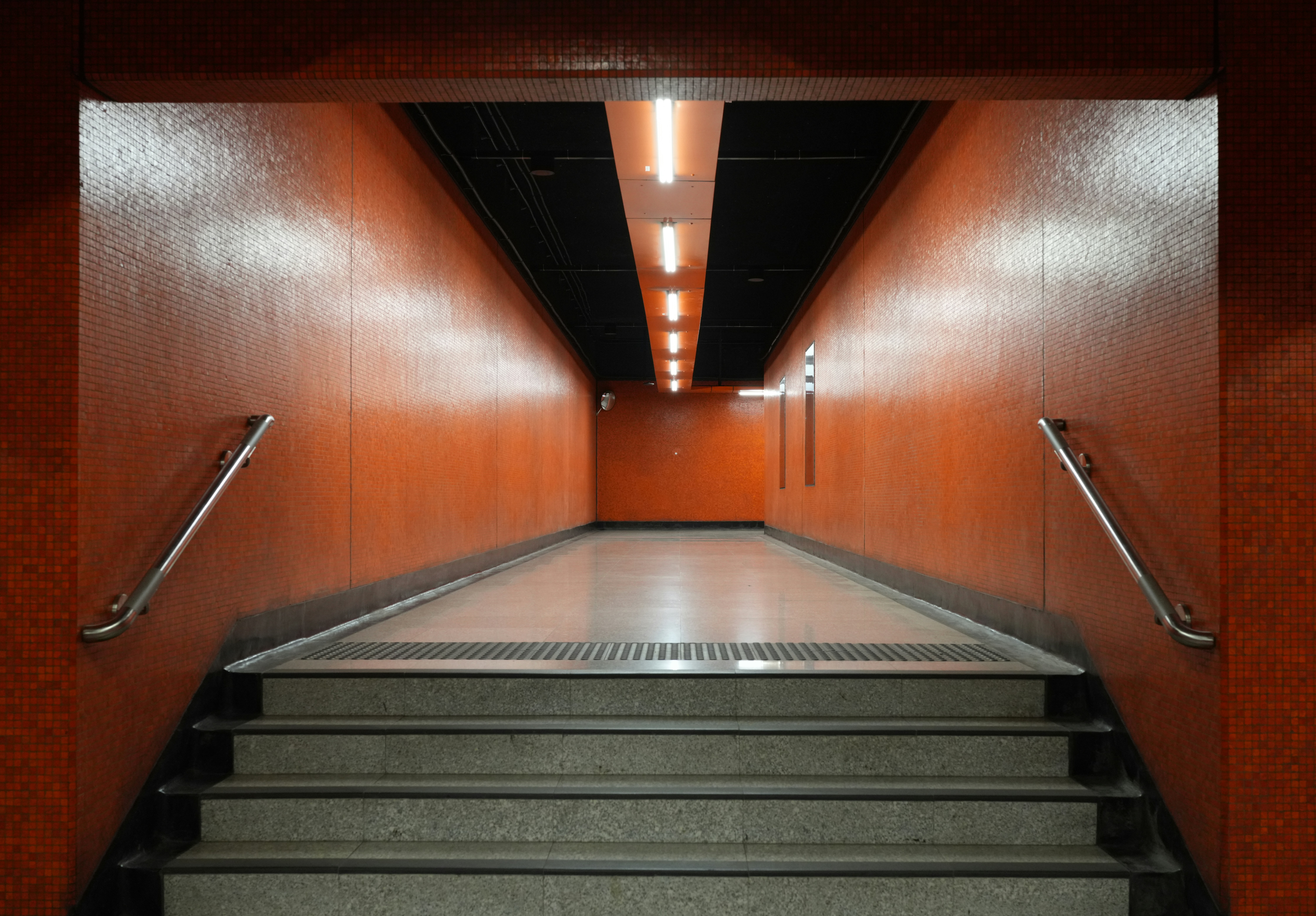 Red-lit Stairwell to the Quiet Horizon