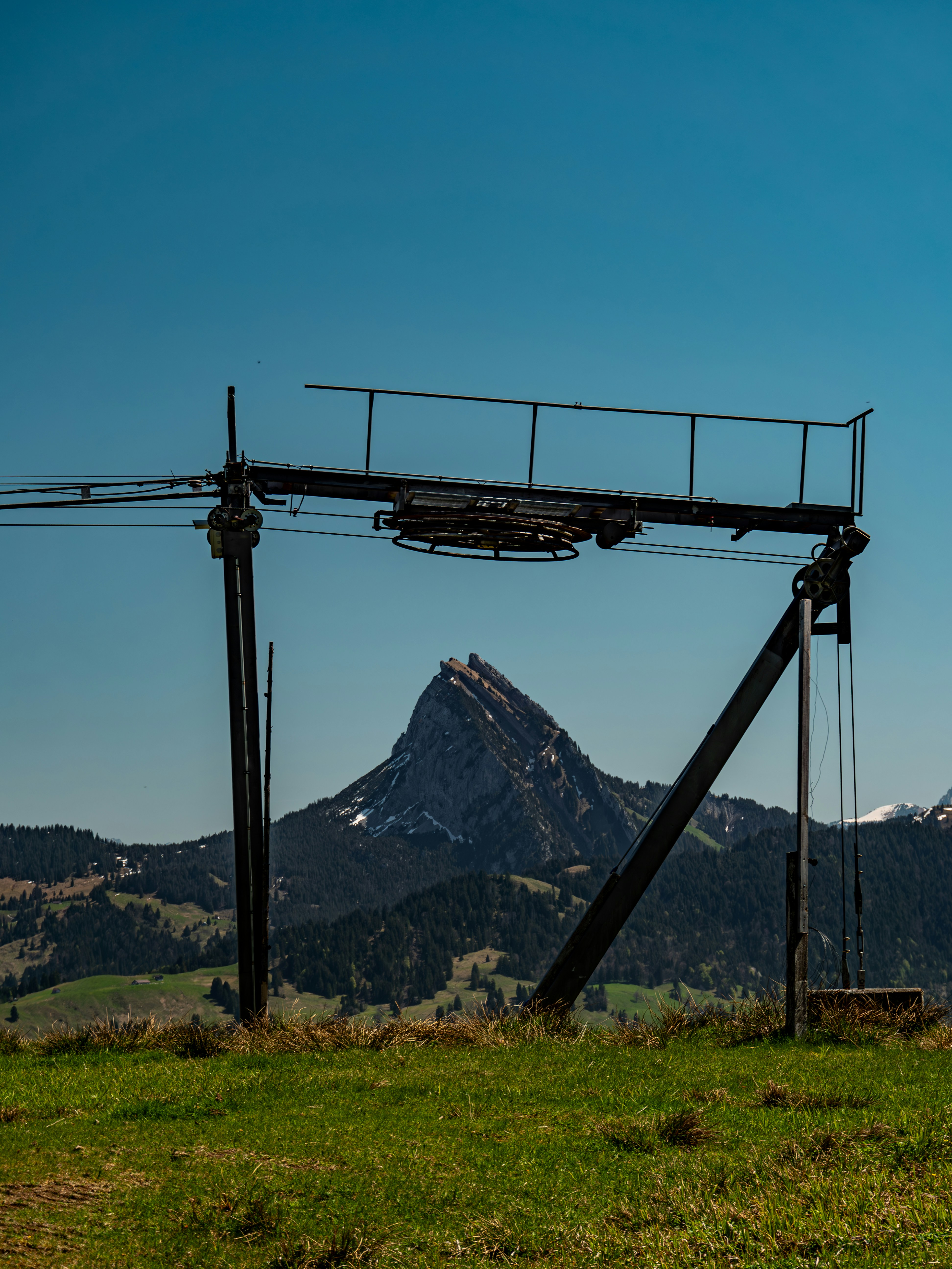 Ridge-Top Lift Frame with Mountain Backdrop