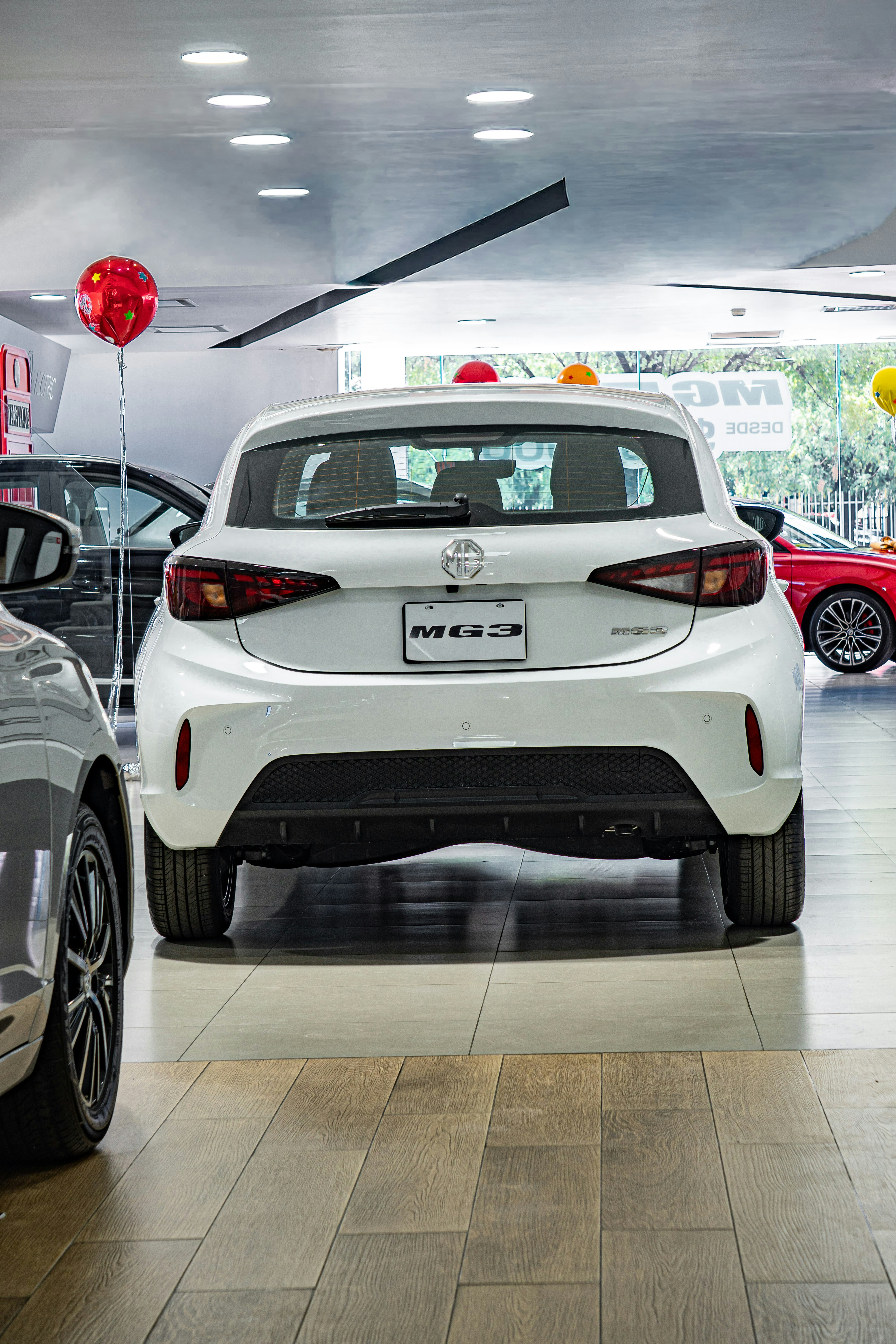 Rear View of MG3 in a Bright Car Showroom