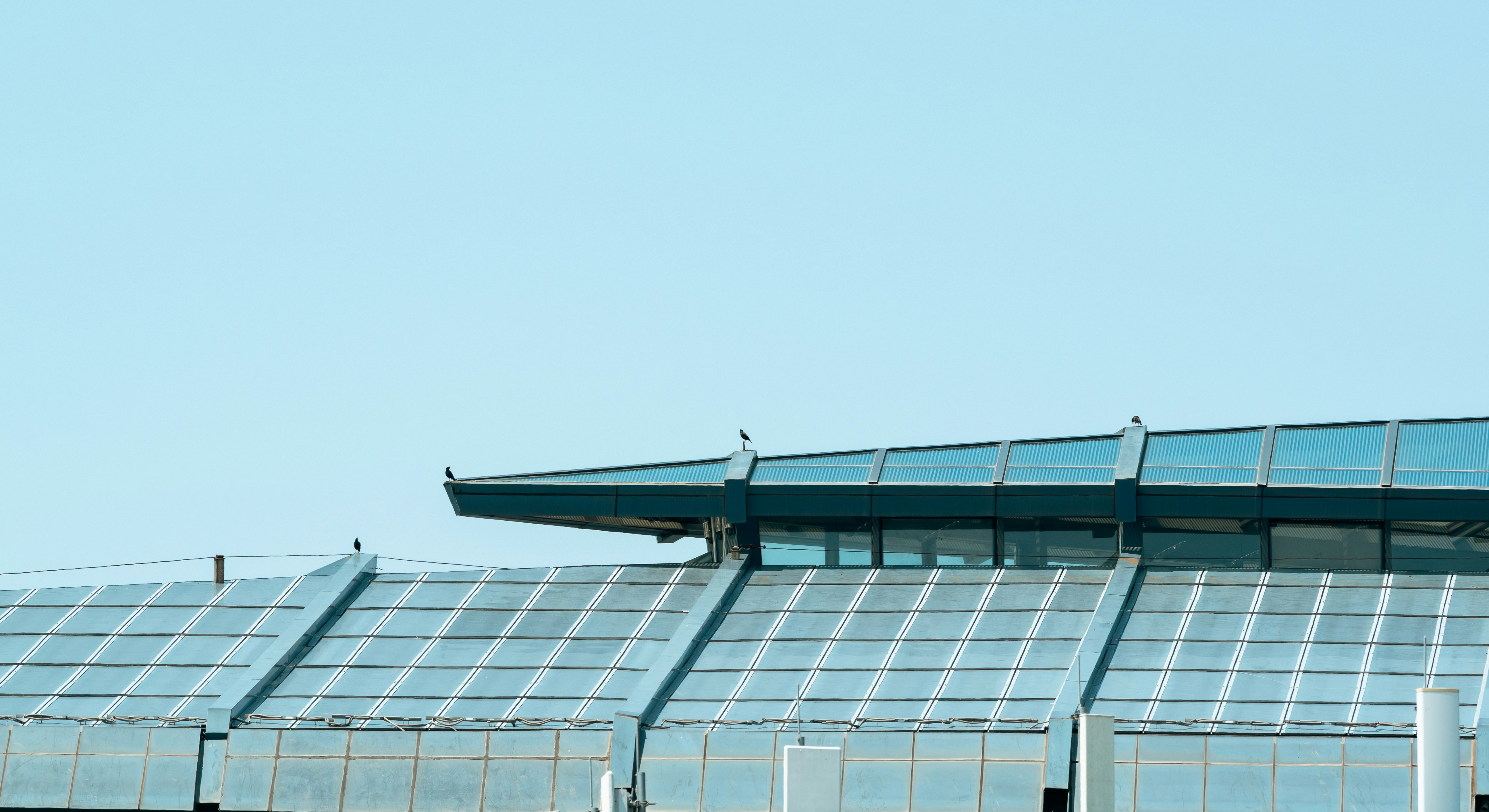 Glazed Rooftops under a Clear Sky