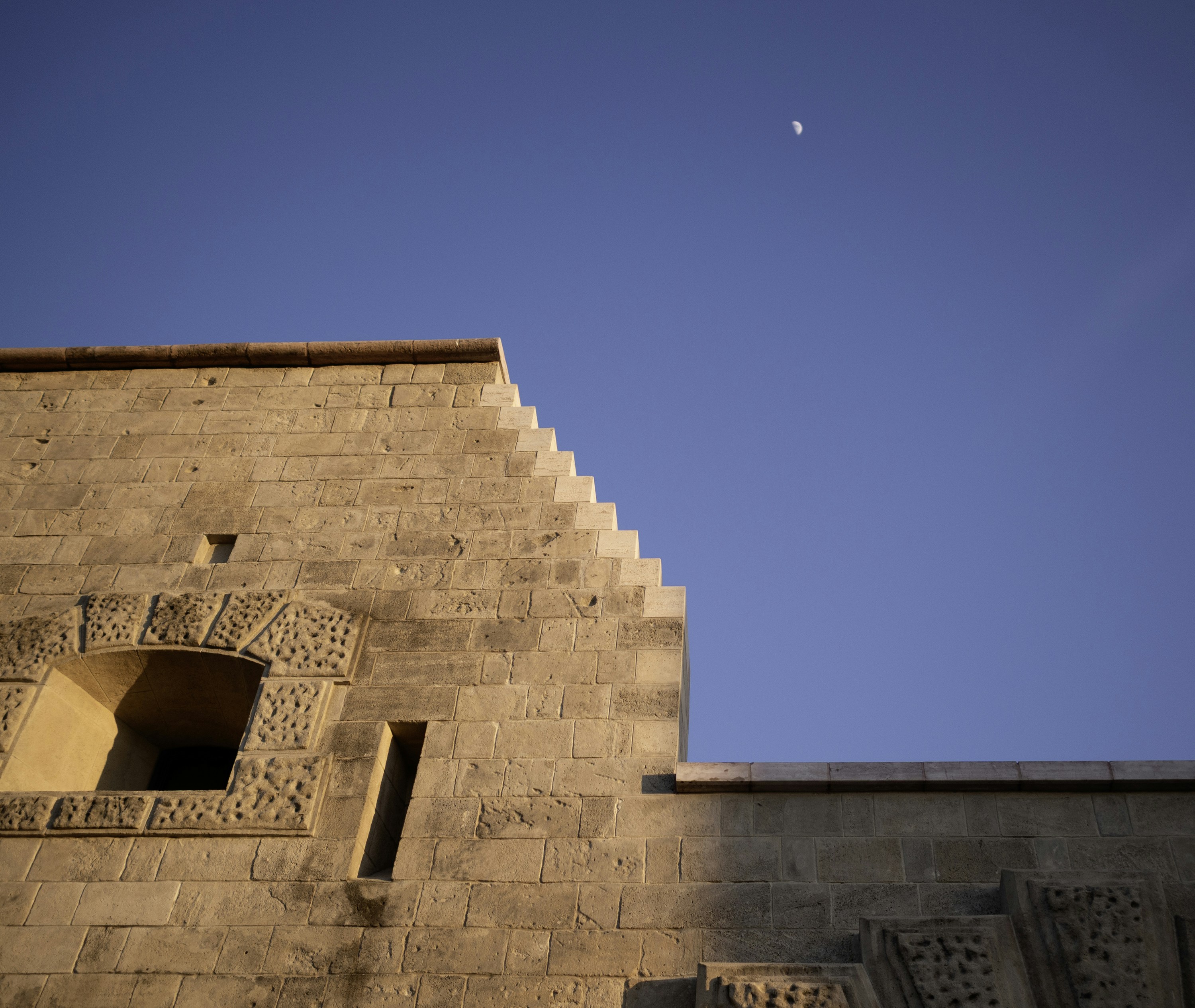 Stone Fortress Under a Clear Blue Sky