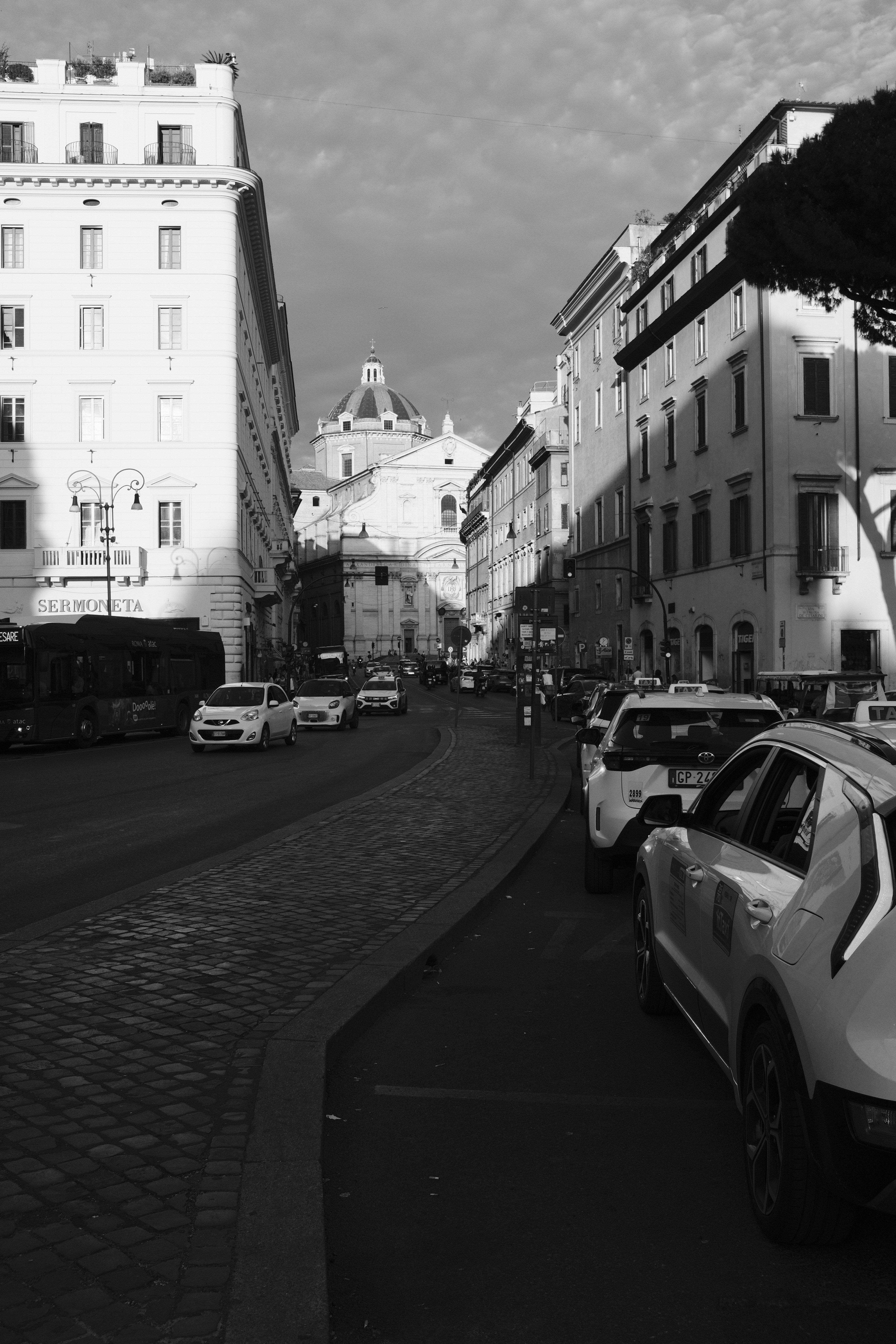 Street Lines Converge on a Roman Catholic Dome