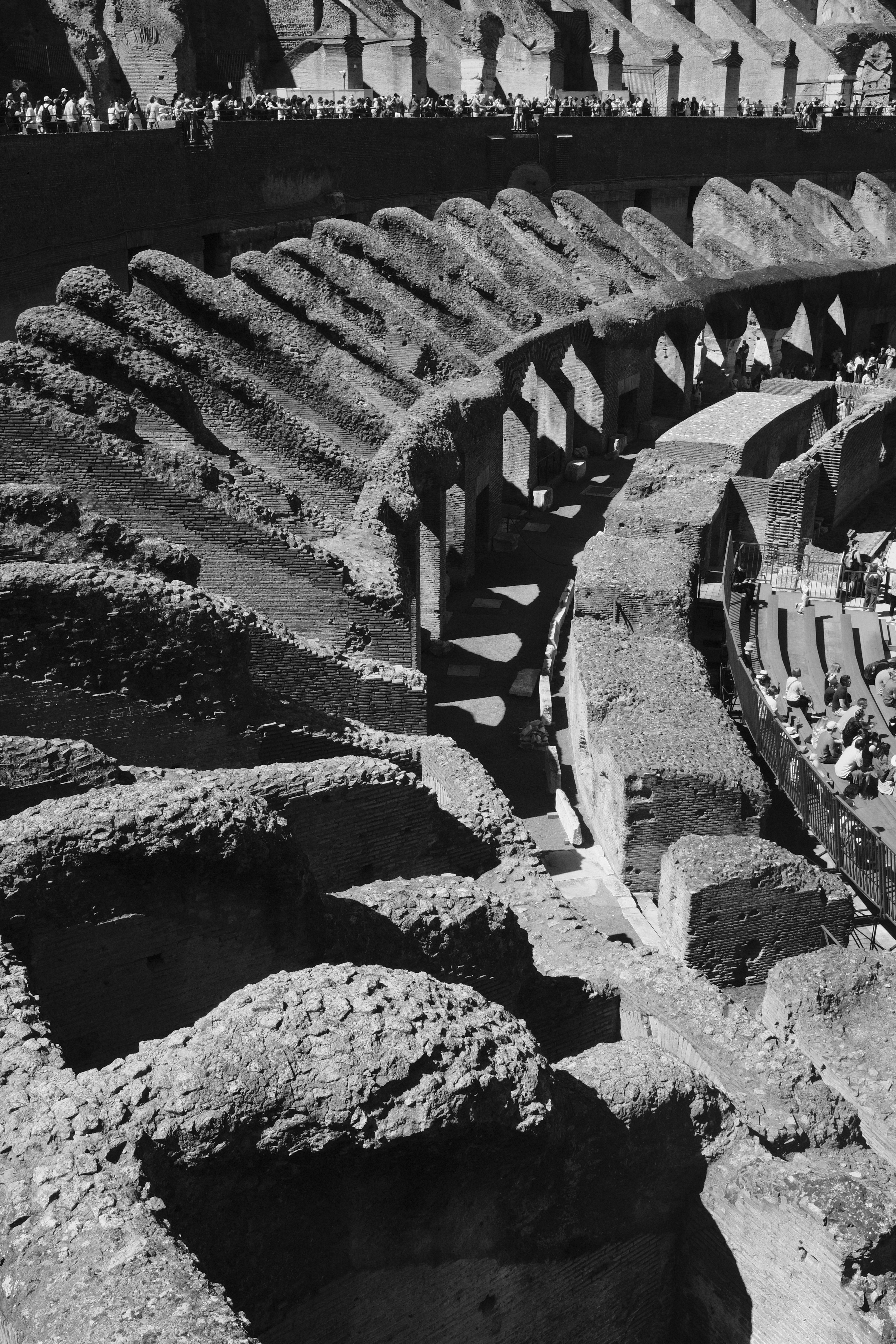 Ancient Amphitheater in Timeworn Grayscale
