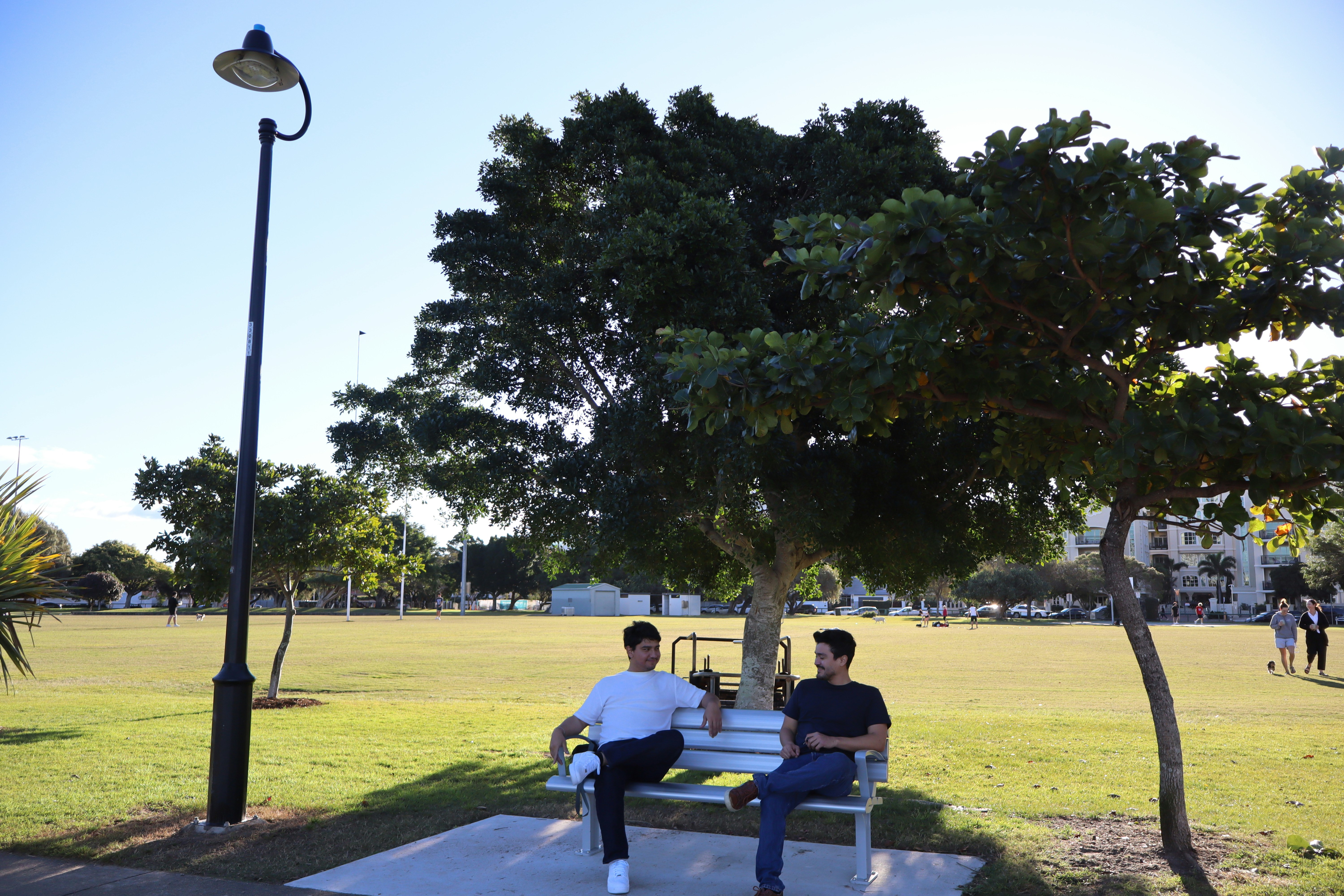 Park Bench Meeting Under the Shade