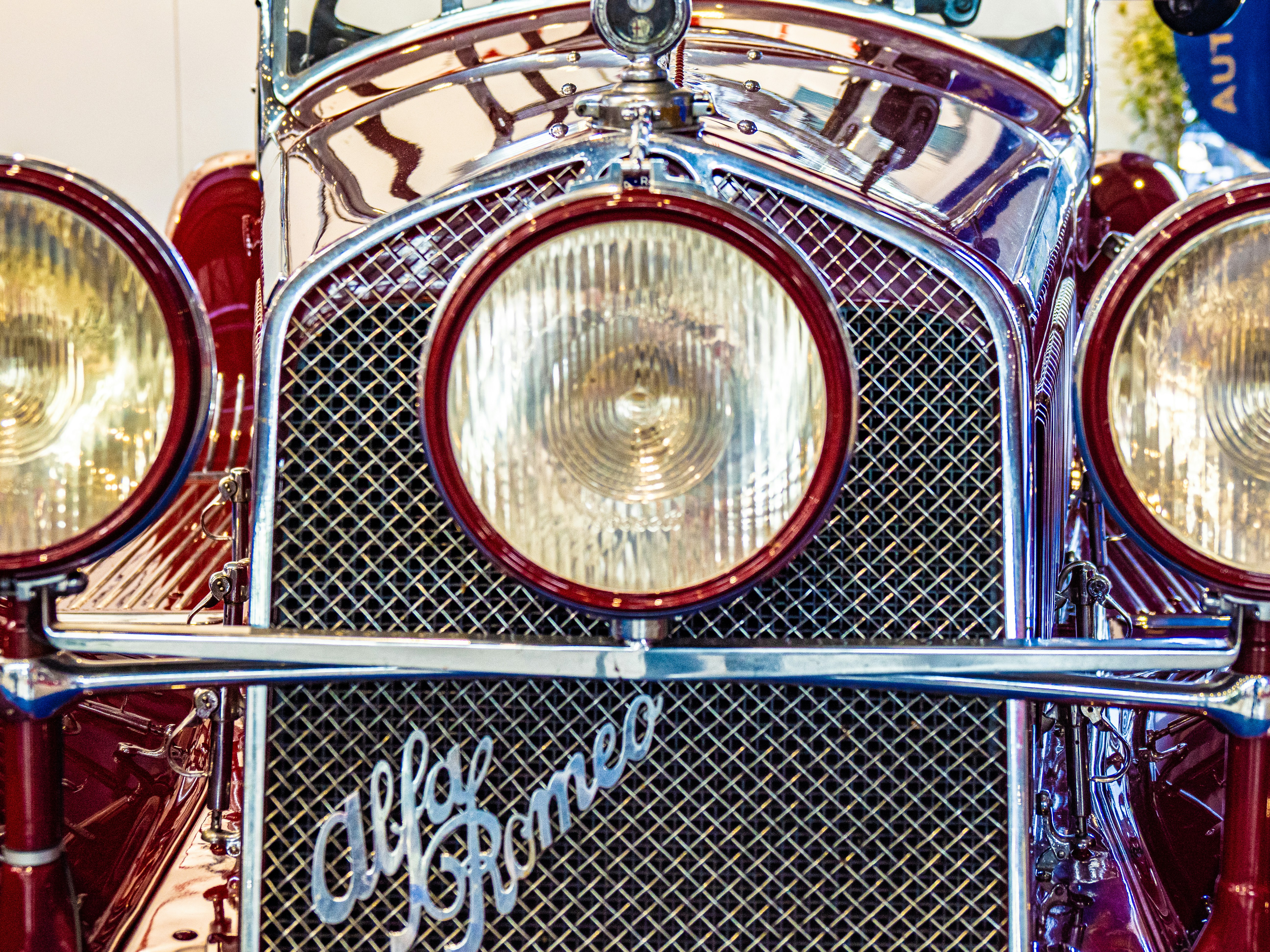 Chrome Crown: The Front Grille of a Classic Alfa Romeo