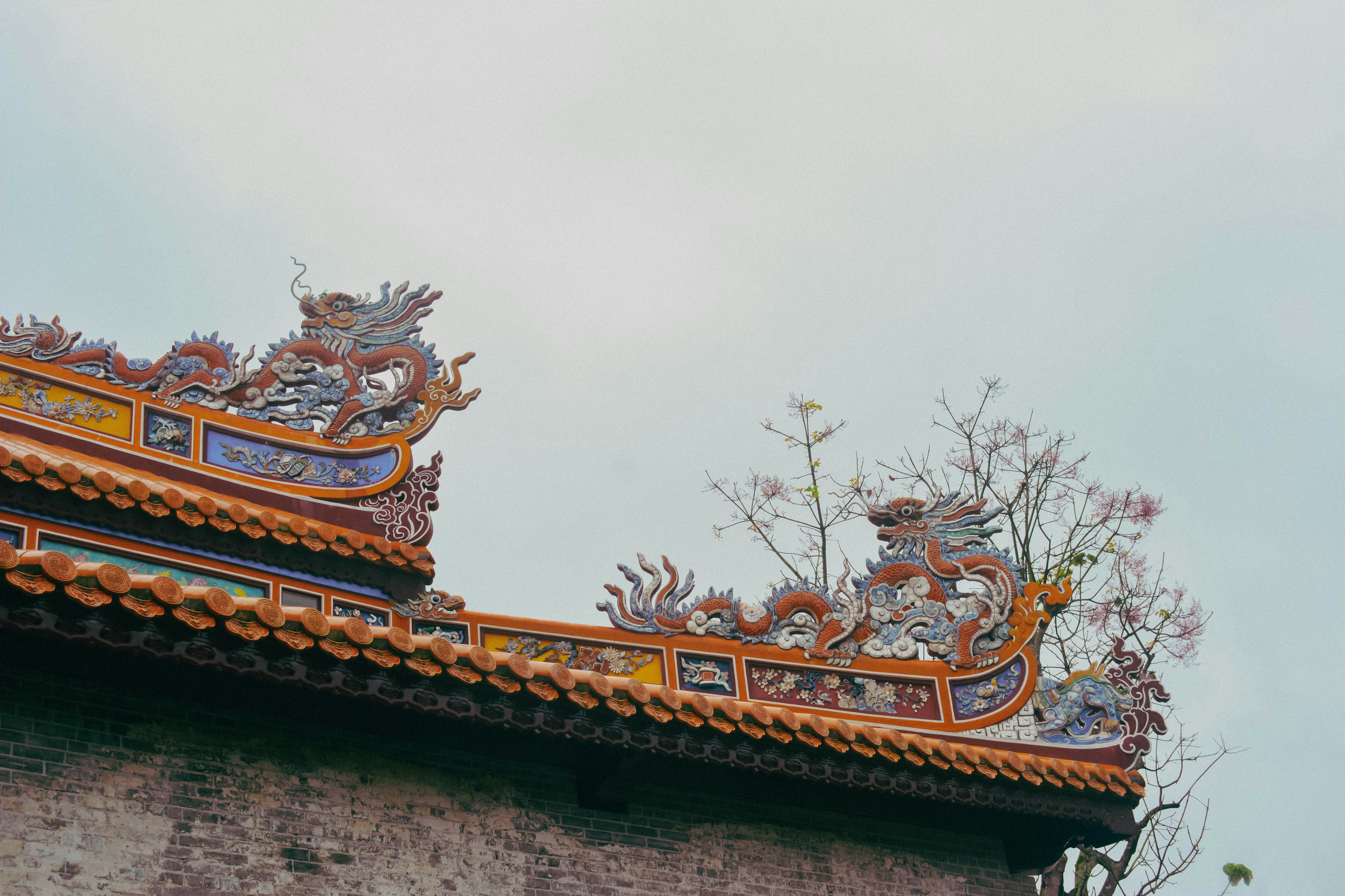 Guardian Rooflines: Dragons on a Chinese Temple Frieze