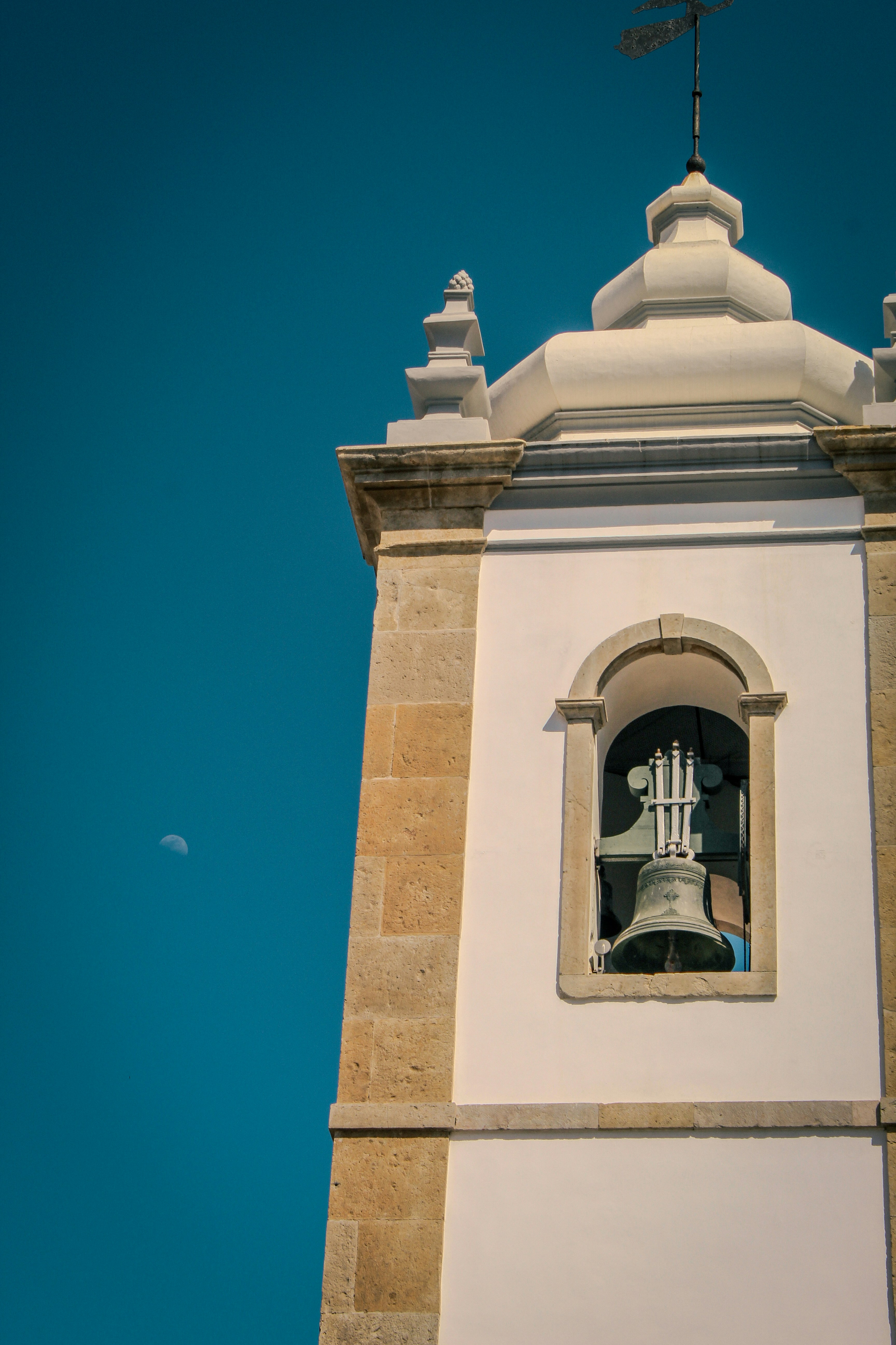 Bell Tower in Bright Blue Sky