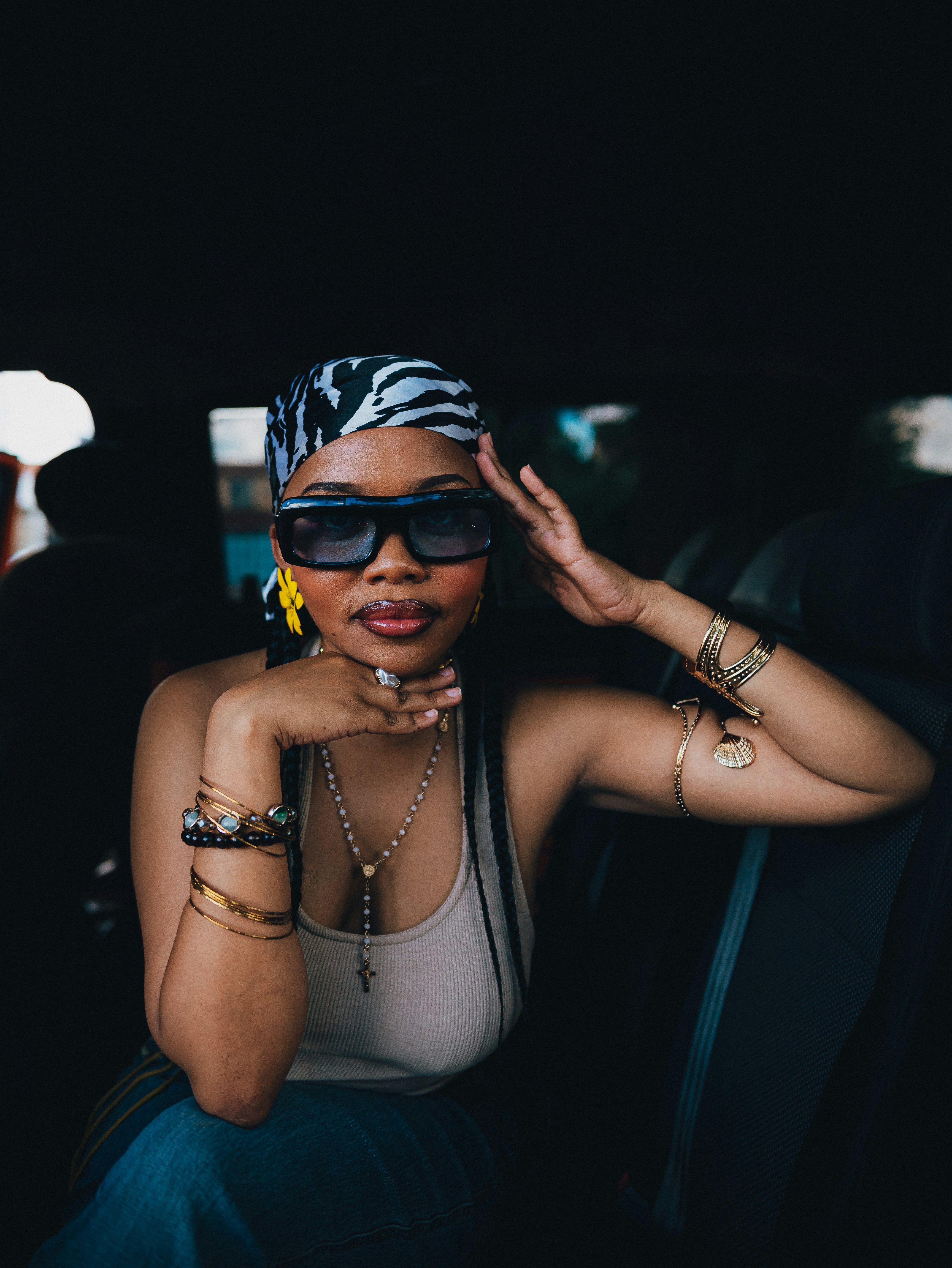 Midnight Confidence: Glasses, Gems, and the Citylight Poise