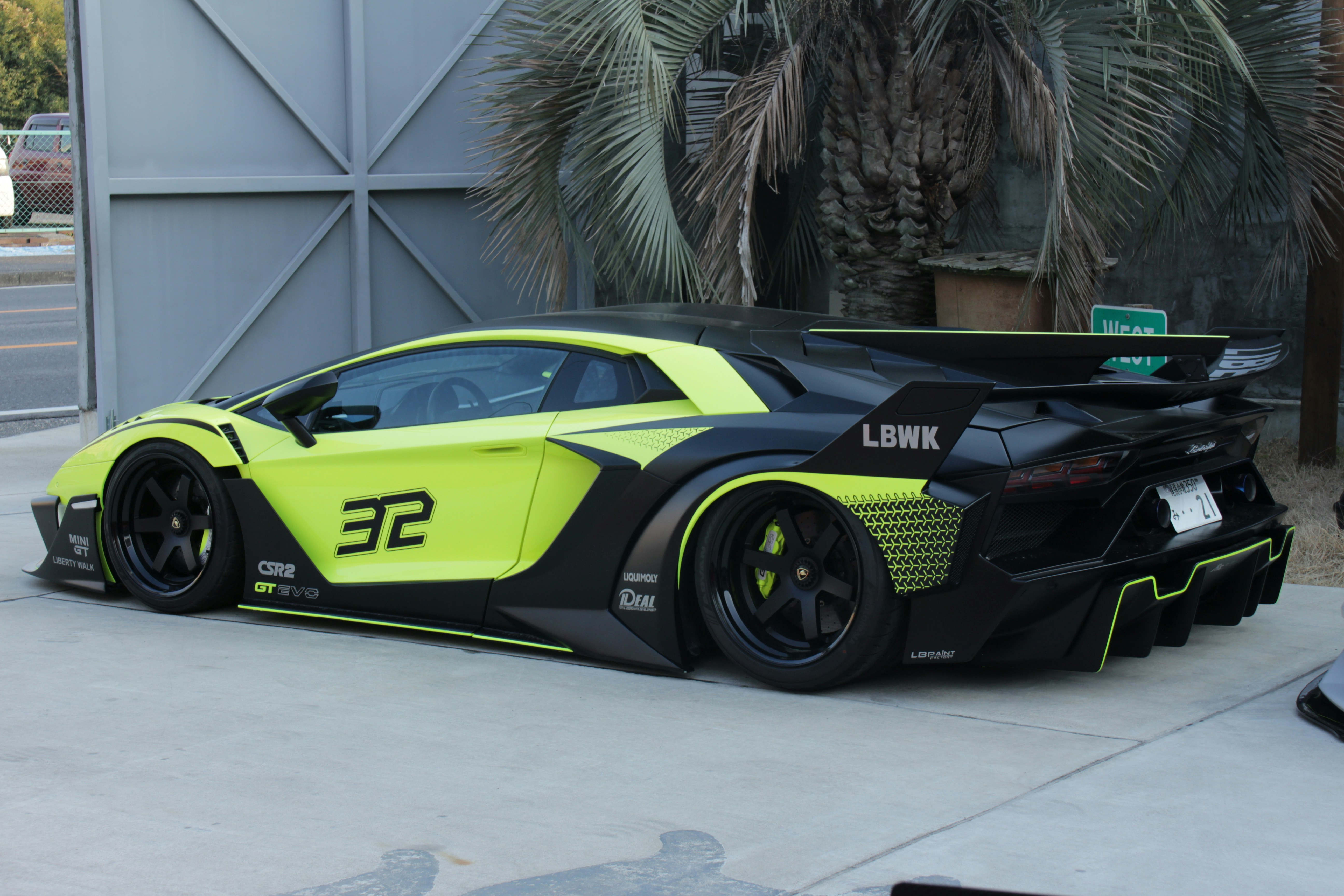 Lime Lightning: A Lime Green Koenigsegg Agera Inspired Hypercar Resting in a Quiet Lot