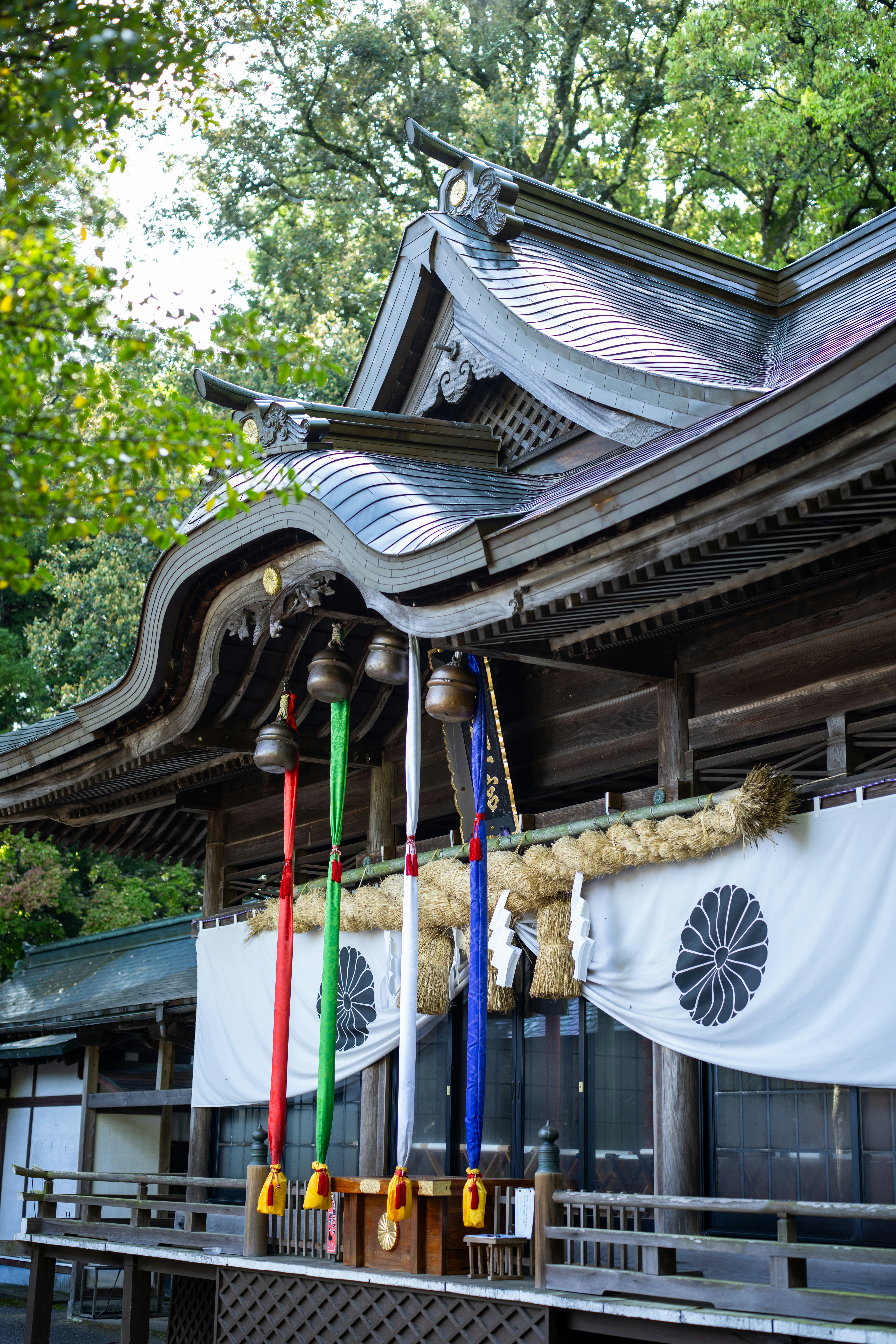 Temple Roof Lines and Colorful Shimenawa Ornaments