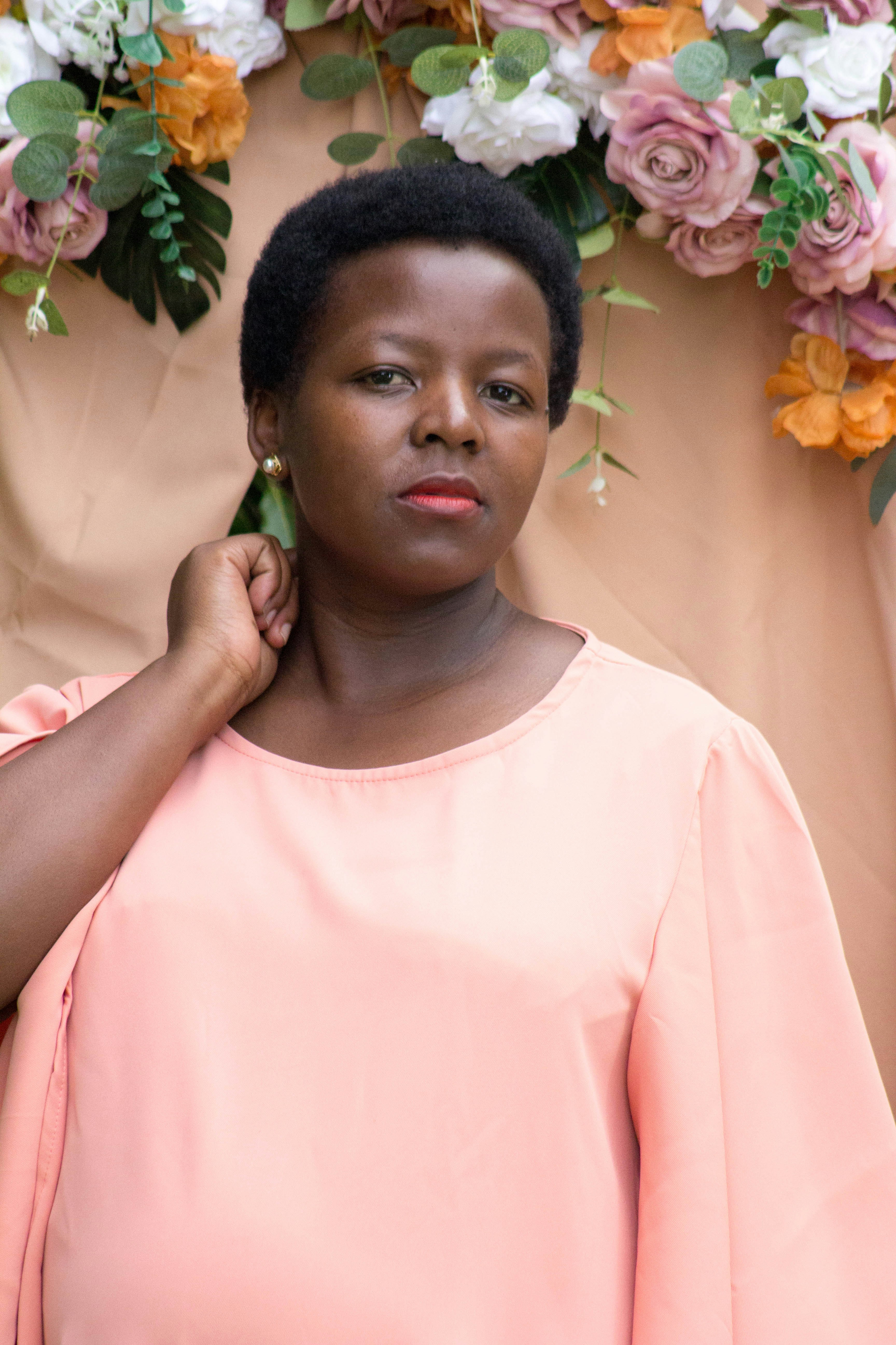 Peony Backdrop Portrait in Soft Peach