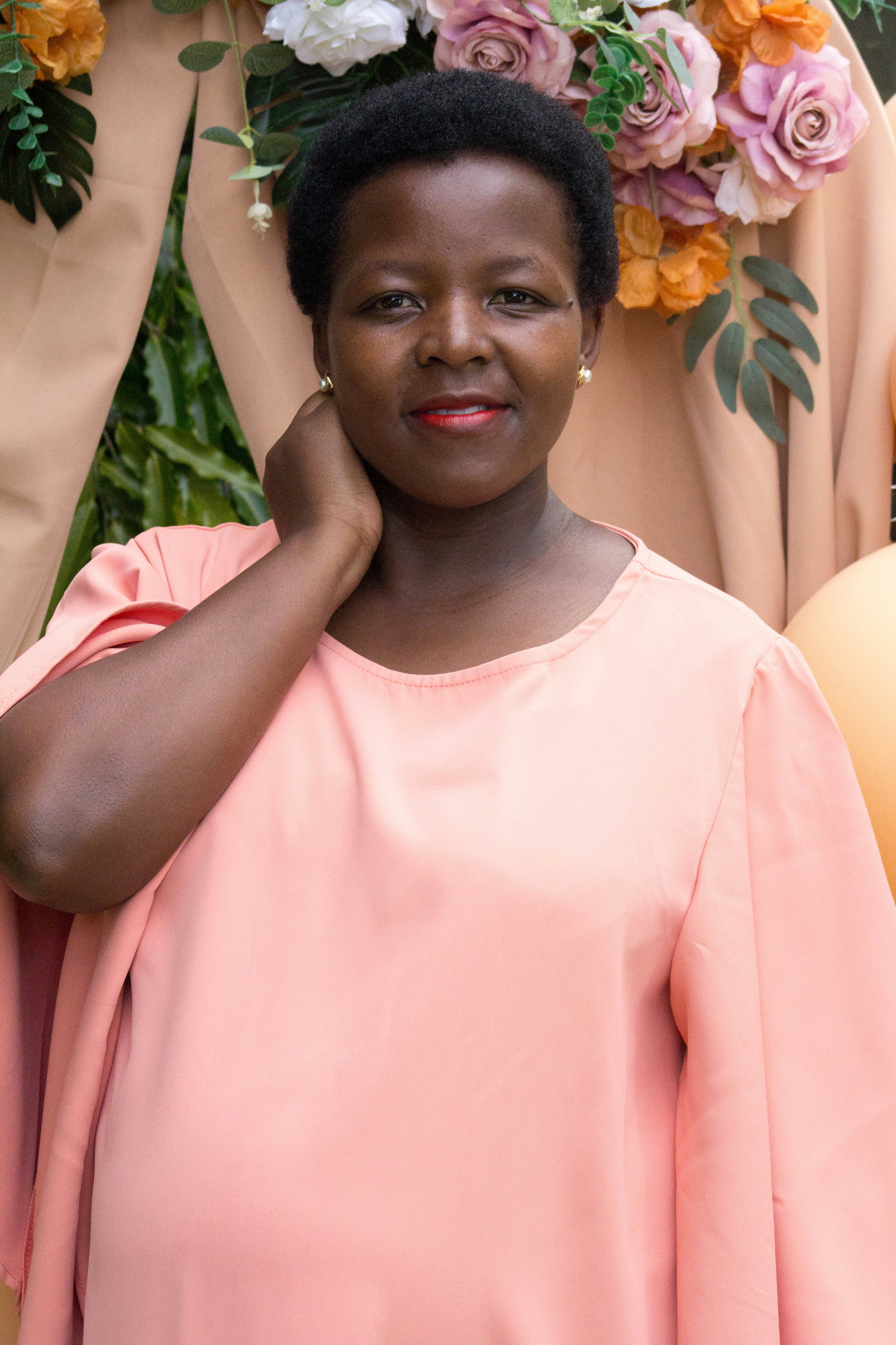 Soft Peach Portrait in Garden backdrop with Floral Signatures