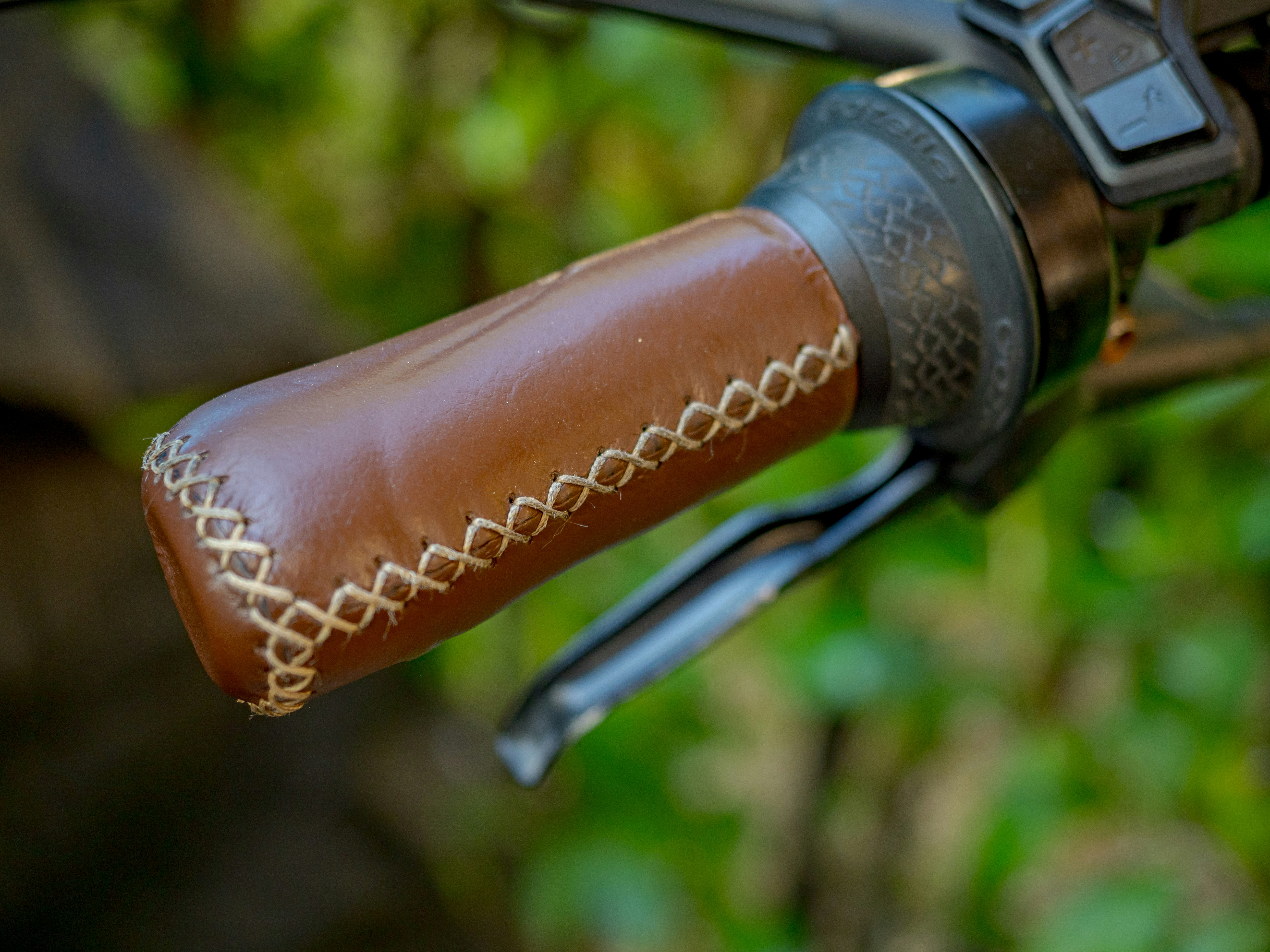 Leather Dash on a Bicycle Handlebar