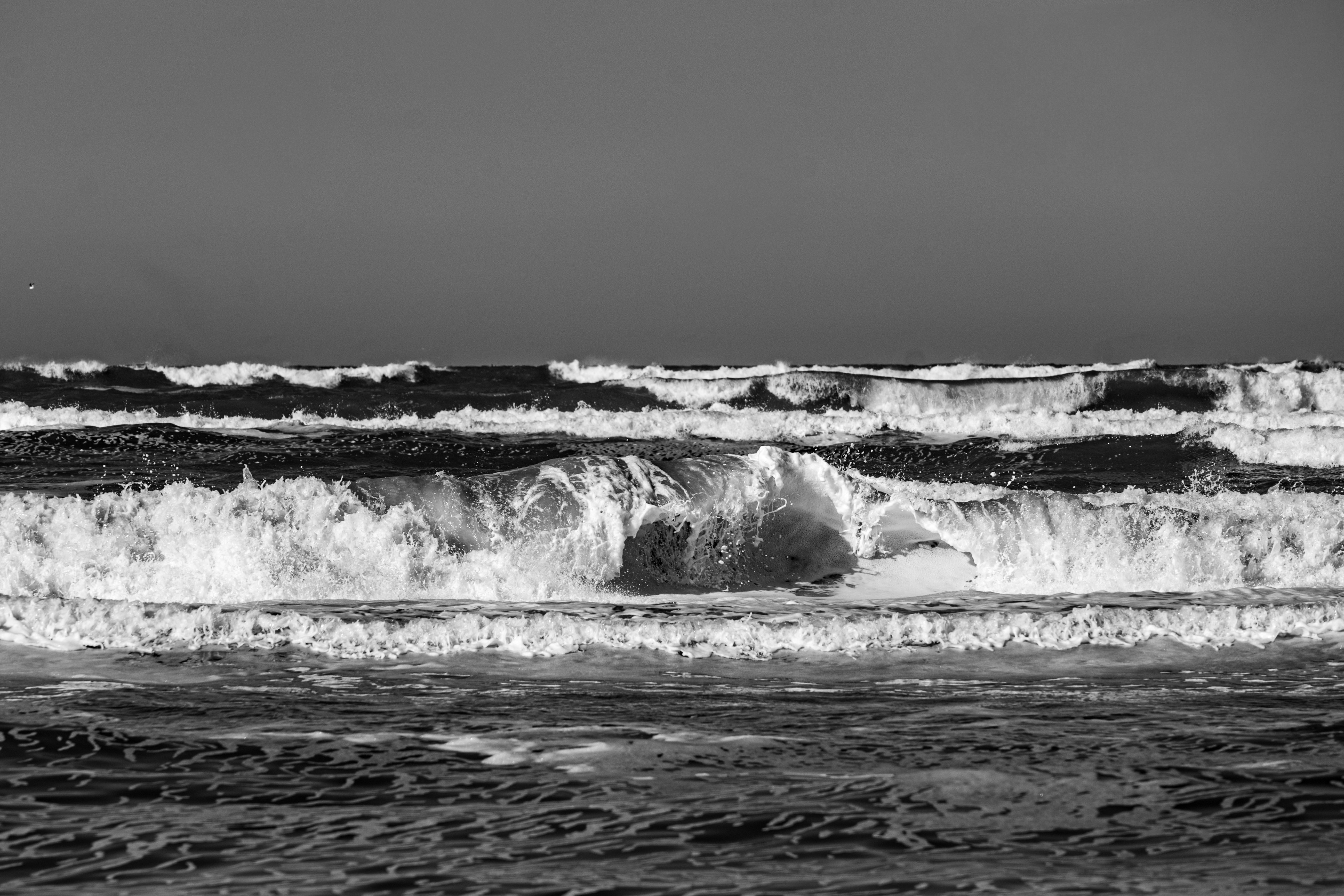 Rounding Breakers at Dusk: A Silent Wave on a Dark Shore