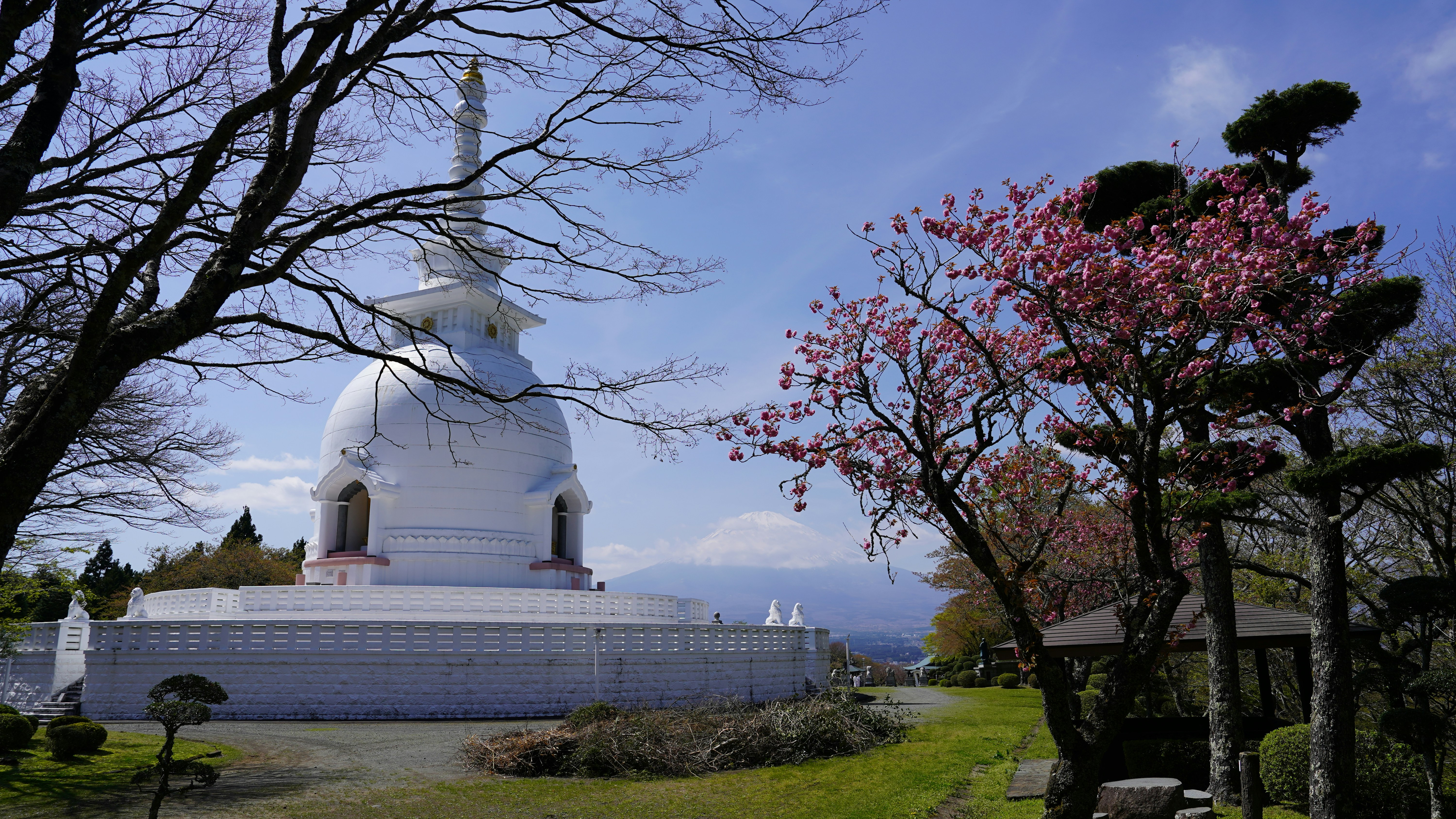 Temple of Serenity: The White Pagoda Reaching Toward a Blue Sky